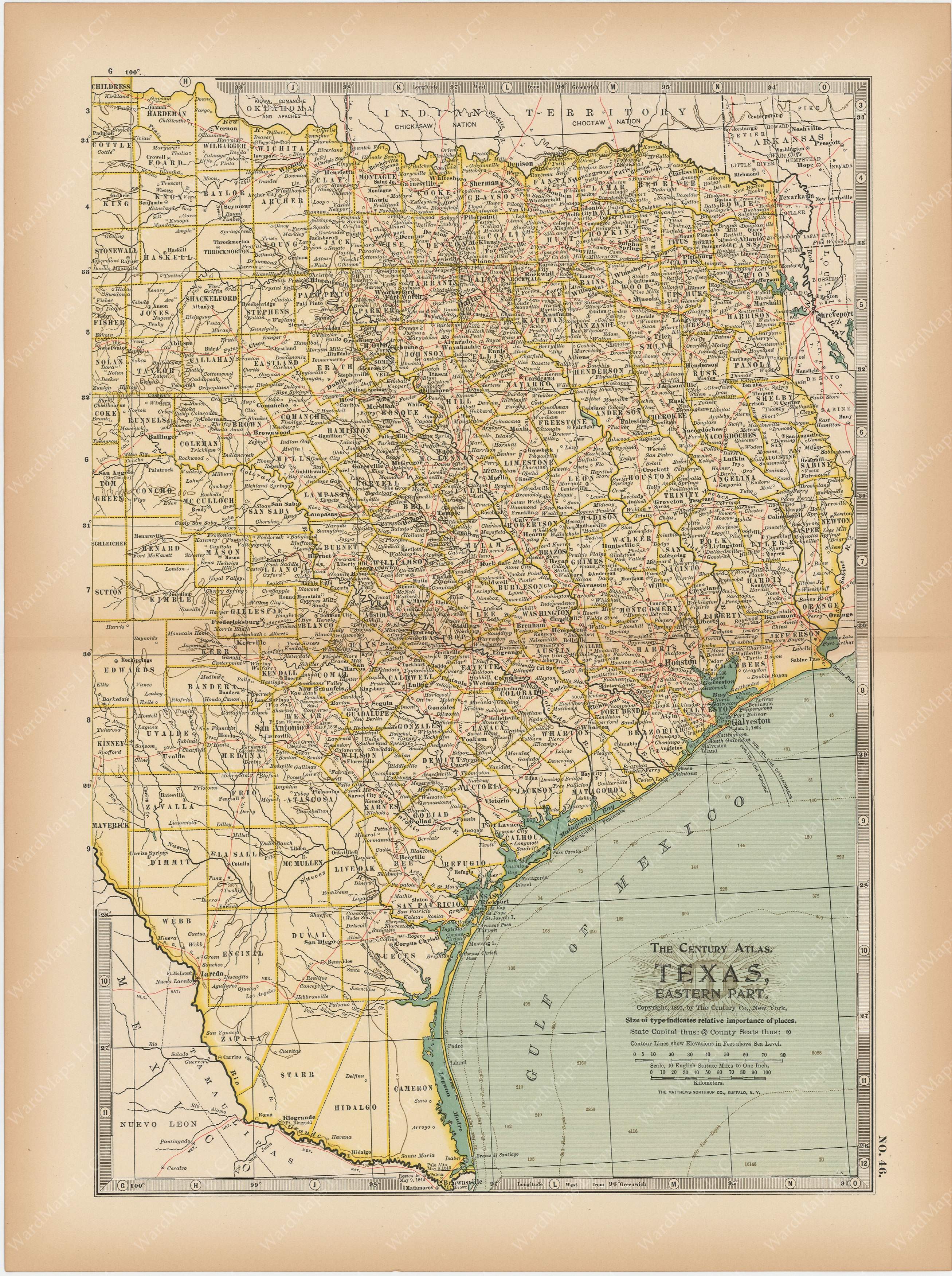 Texas: Eastern Half 1897 – WardMaps LLC