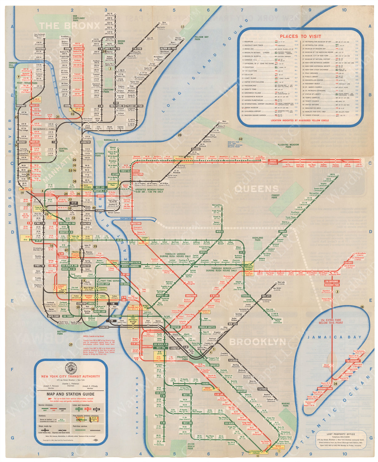 New York City Subway Map 1961 – WardMaps LLC