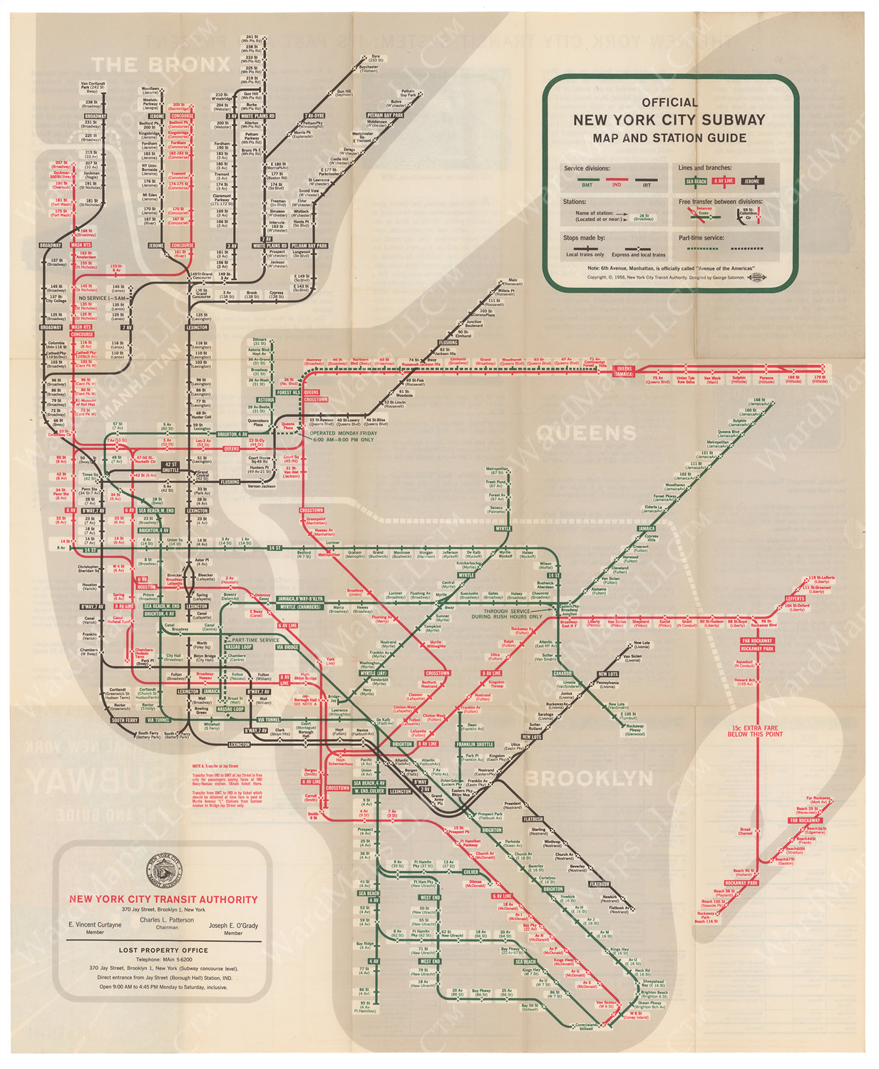 New York City Subway Map 1959 – WardMaps LLC