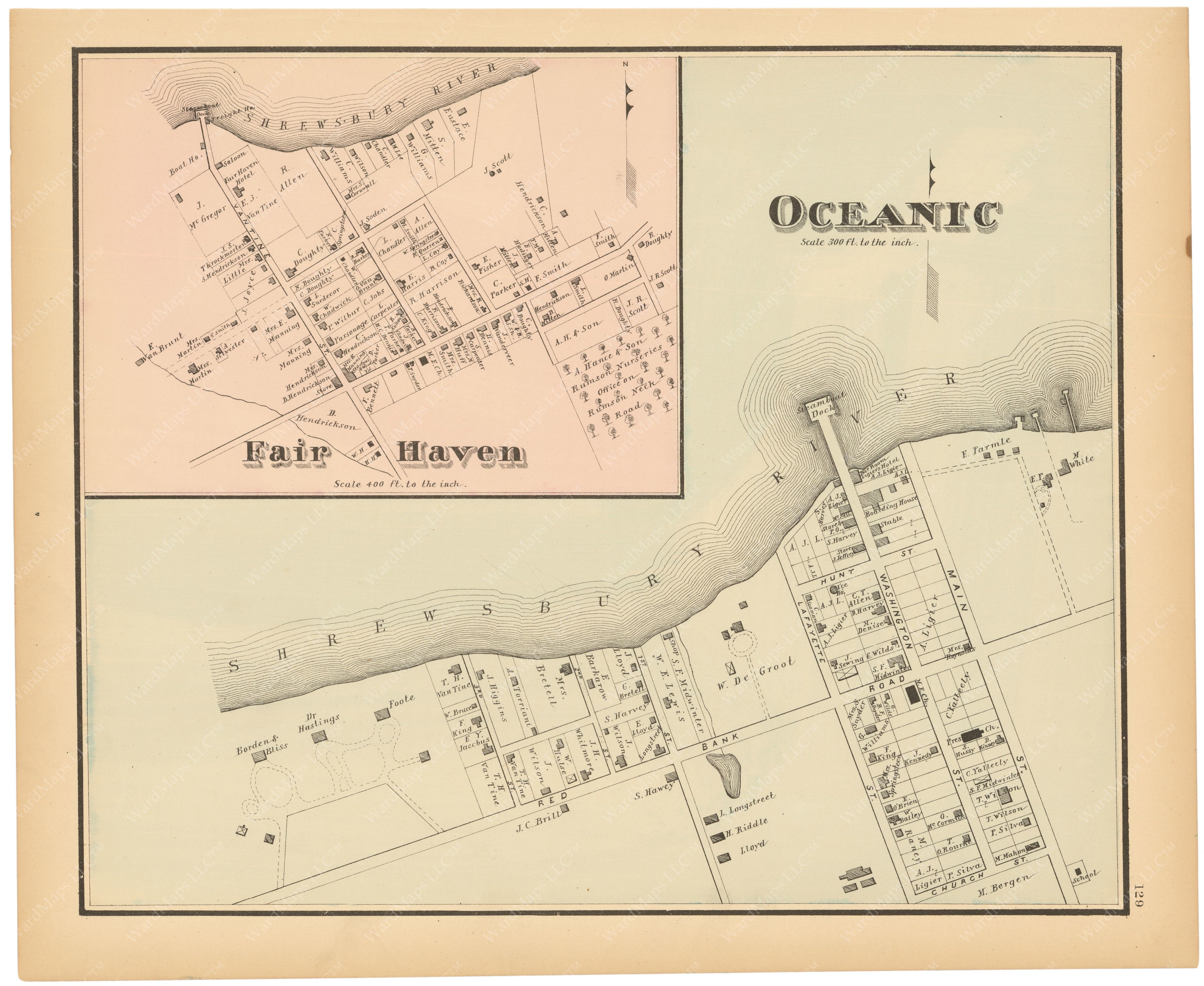 Fair Haven and Oceanic, New Jersey 1878 – WardMaps LLC