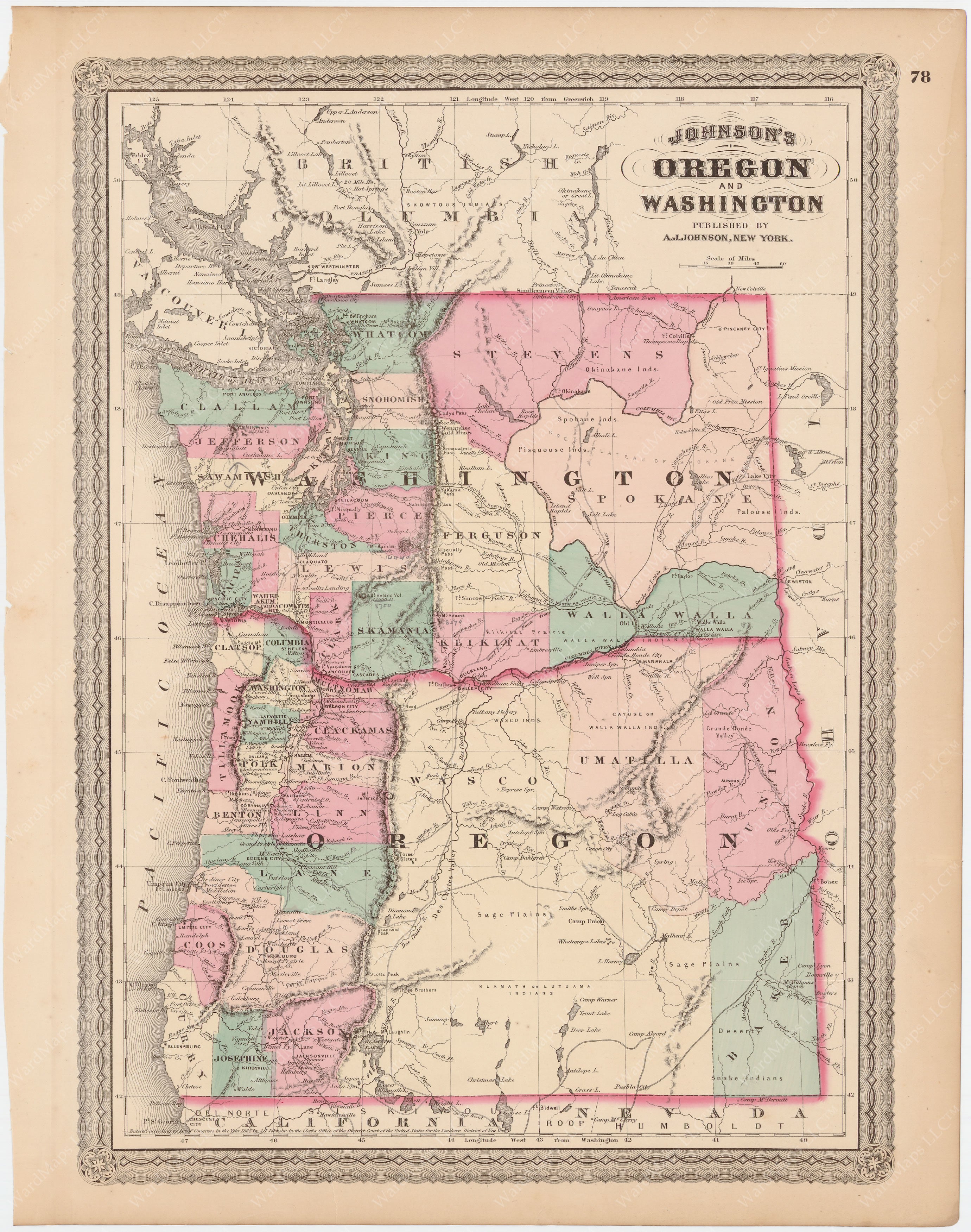 Oregon and Washington 1873 – WardMaps LLC
