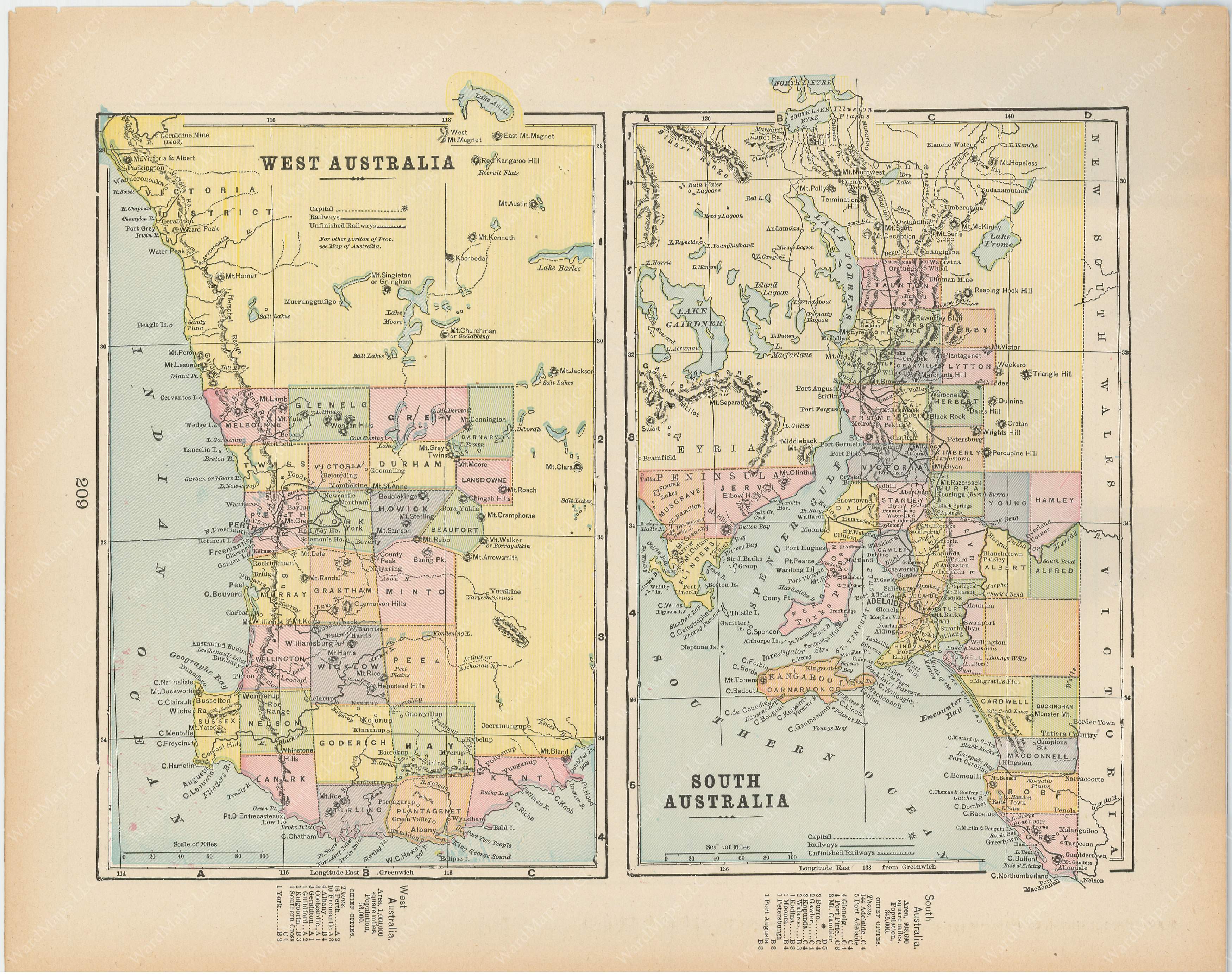 West Australia and South Australia 1894 – WardMaps LLC