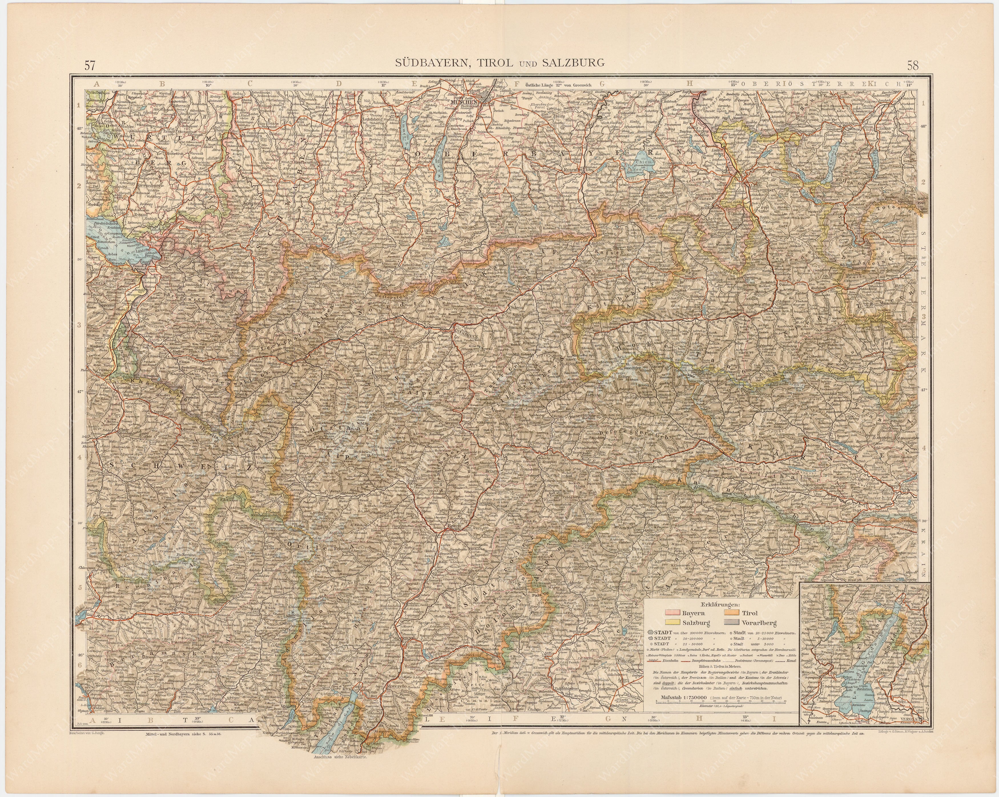 Germany 1899: Sudbayern, Tyrol, Salzburg – WardMaps LLC