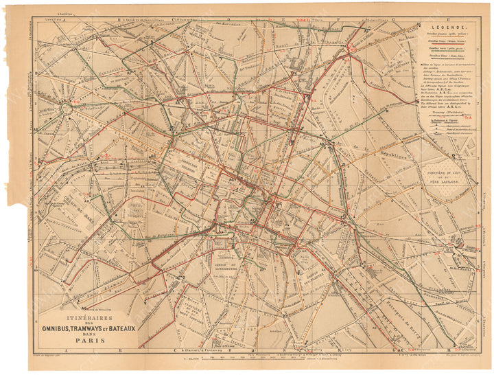 Paris, France 1894: Transit Map – WardMaps LLC