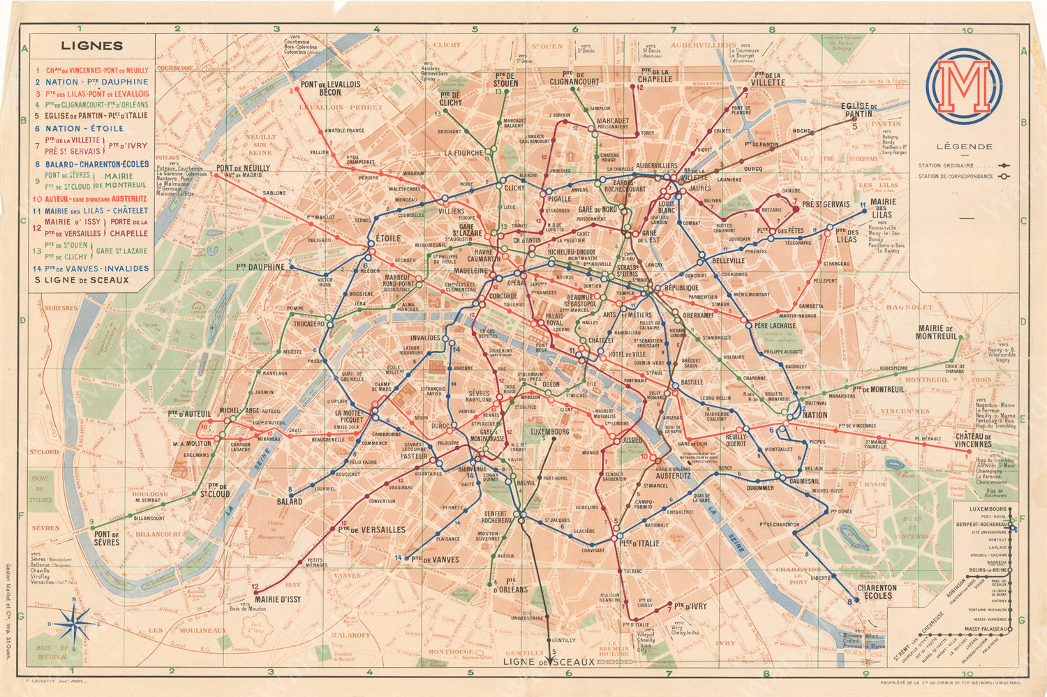 Paris, France 1931: Metro Map – WardMaps LLC