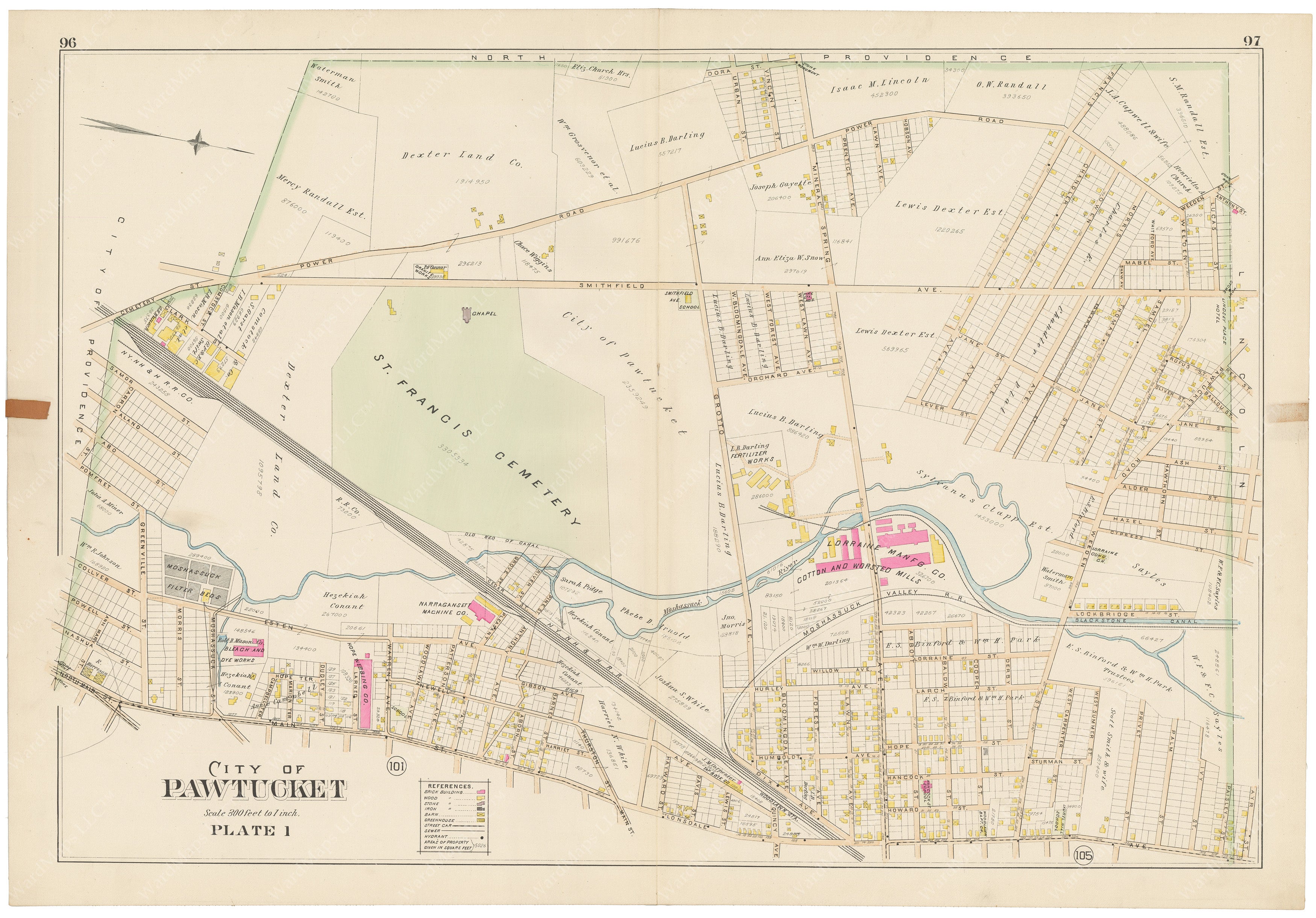 Pawtucket, Rhode Island 1895 Plate 001 – WardMaps LLC