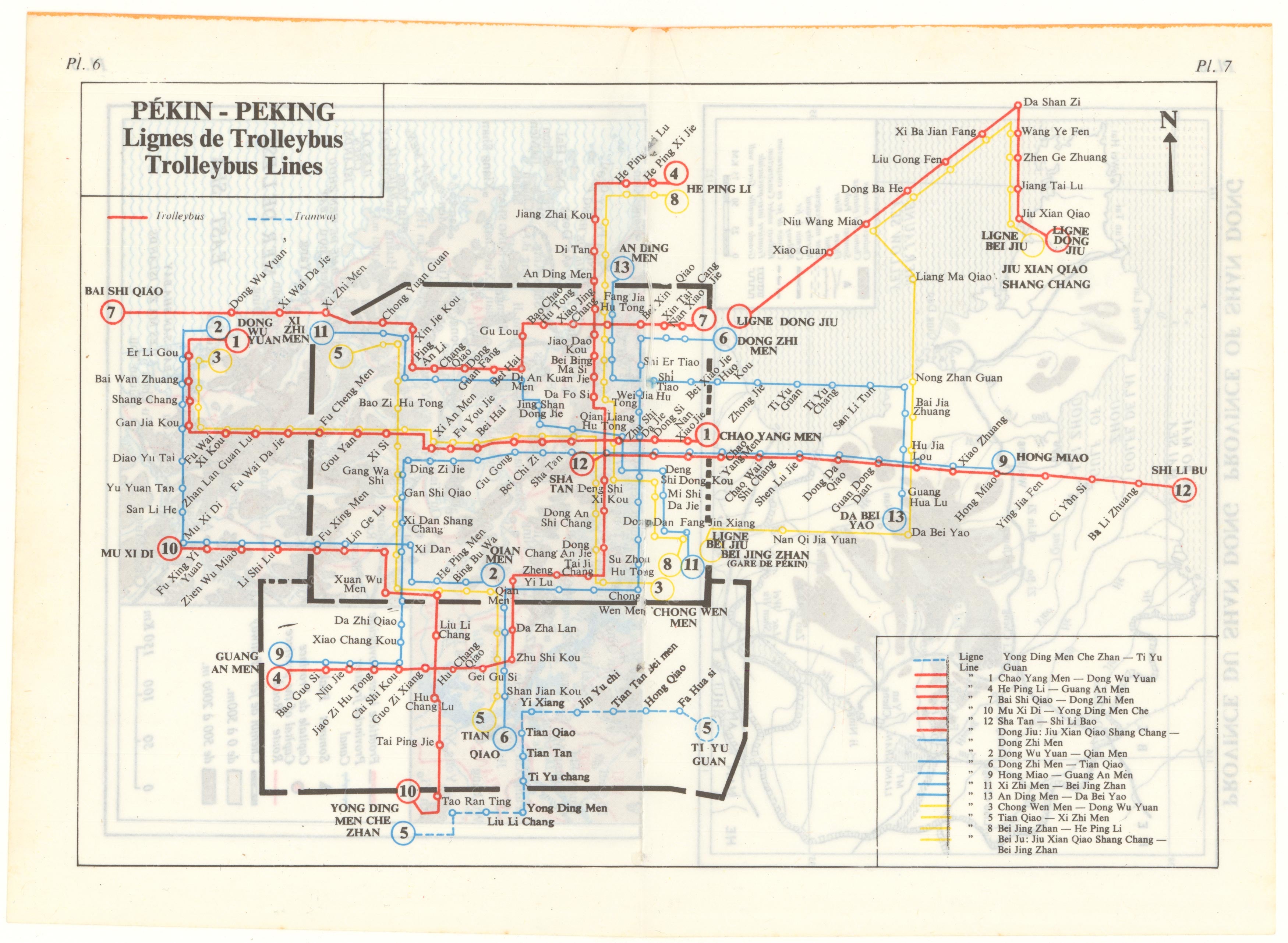 Beijing, China Transit Map: Trolley Bus Lines (1973?) – WardMaps LLC