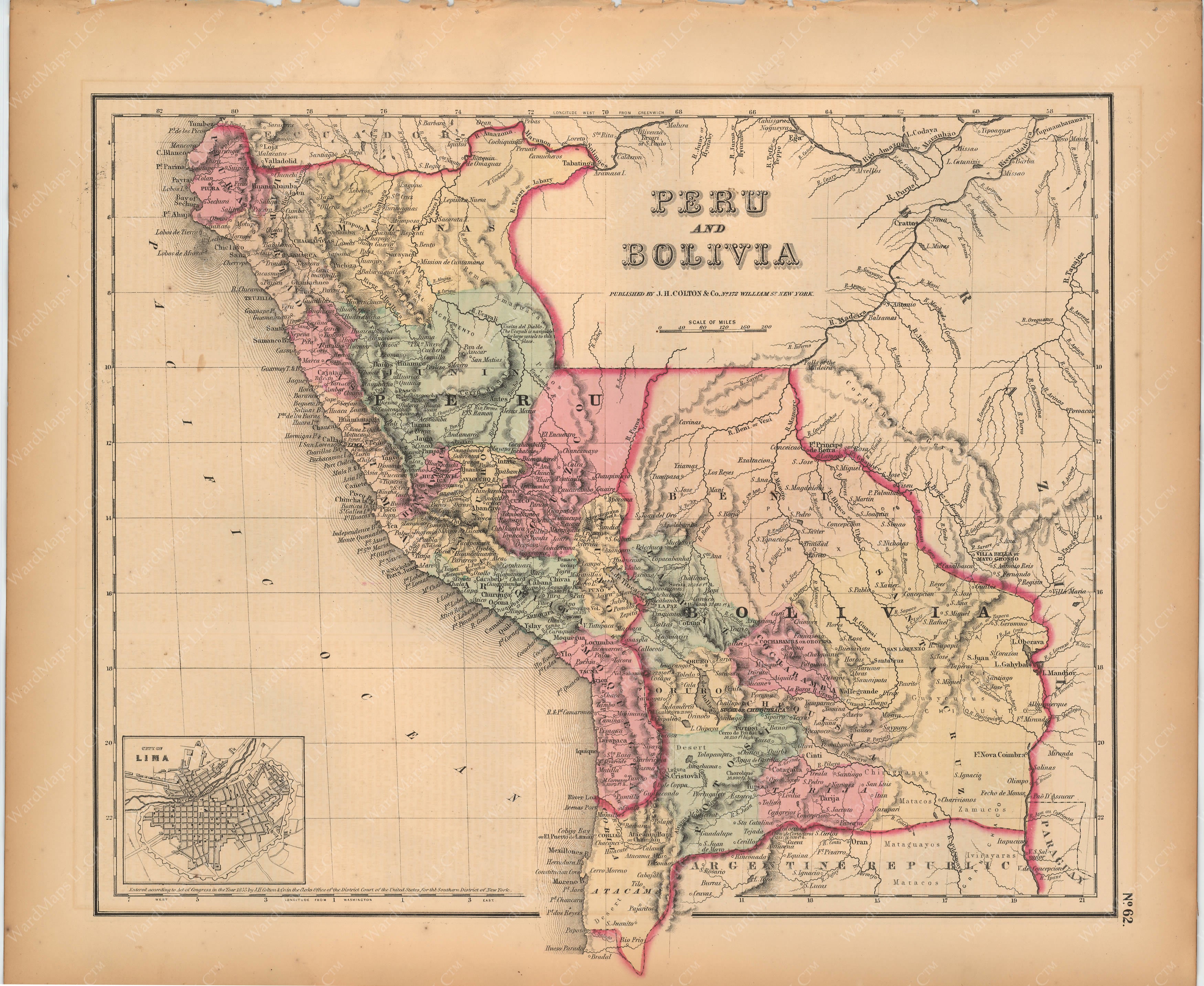 Bolivia and Peru 1857 – WardMaps LLC