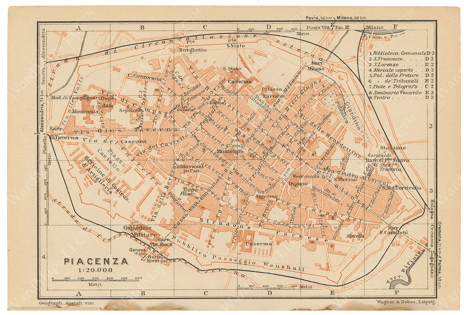 Piacenza, Italy 1928 – WardMaps LLC