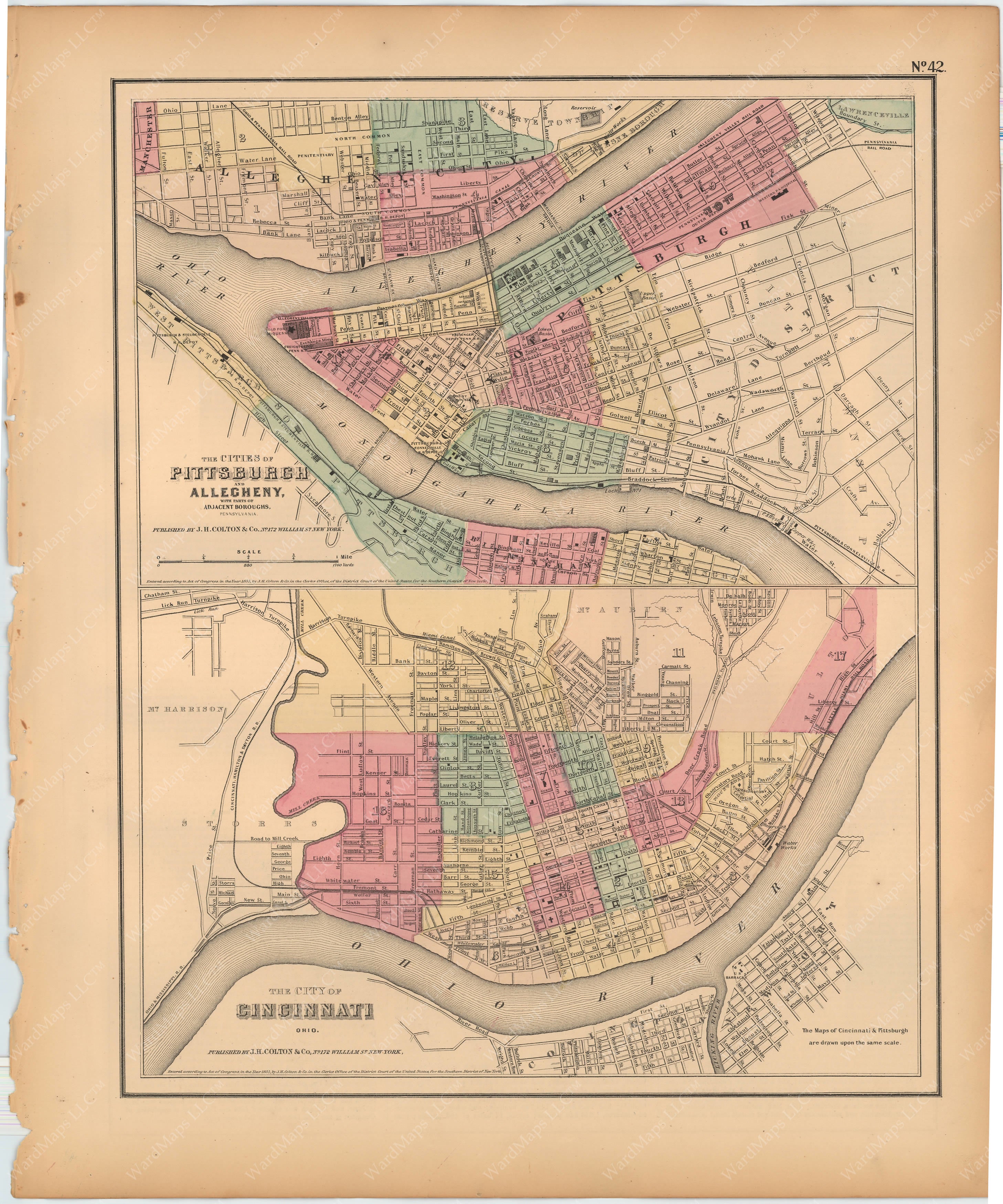 Cincinnati and Pittsburgh, Ohio/Pennsylvania 1857 – WardMaps LLC