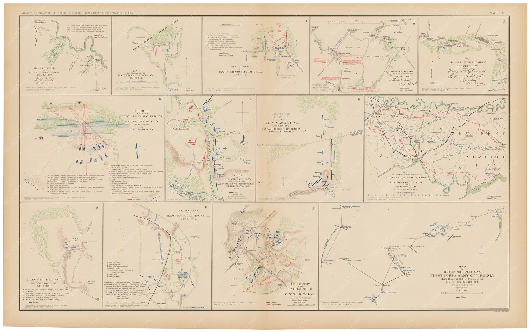 Civil War Atlas 1895 Plate 021: Battles in Virginia – WardMaps LLC