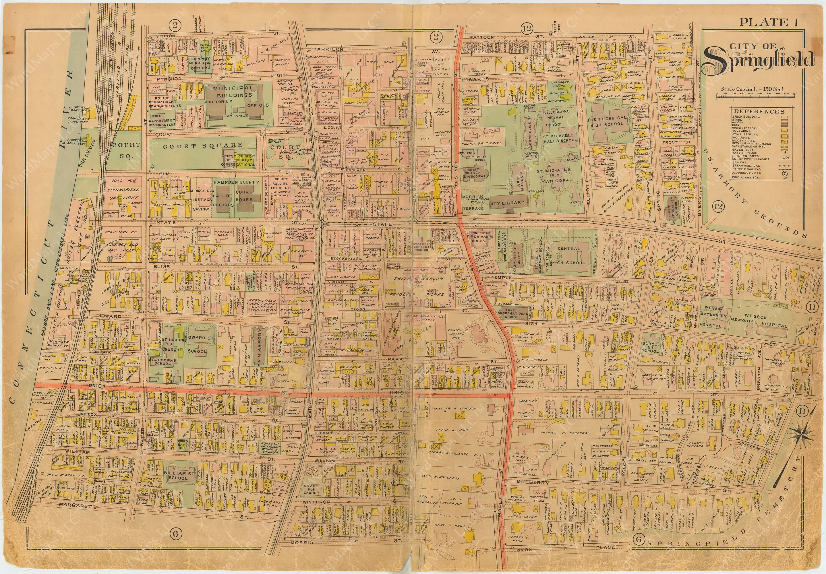 Springfield, Massachusetts 1910 Plate 001 – WardMaps LLC