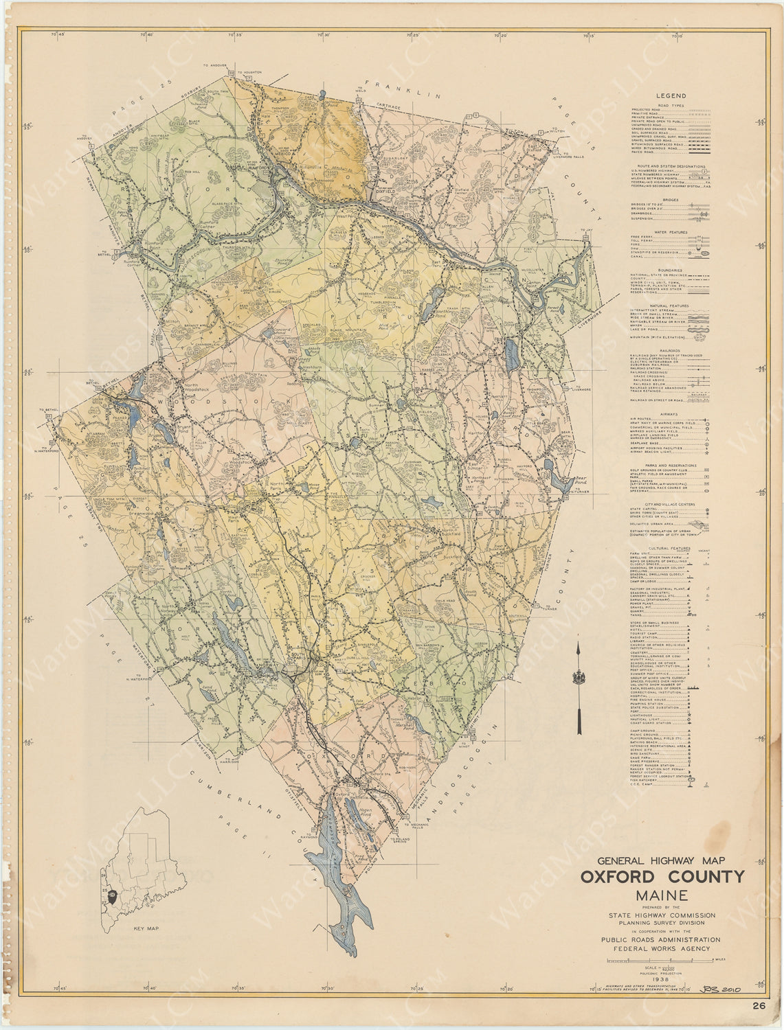 Maine Highway Atlas 1938: Oxford County 3 of 4 – WardMaps LLC