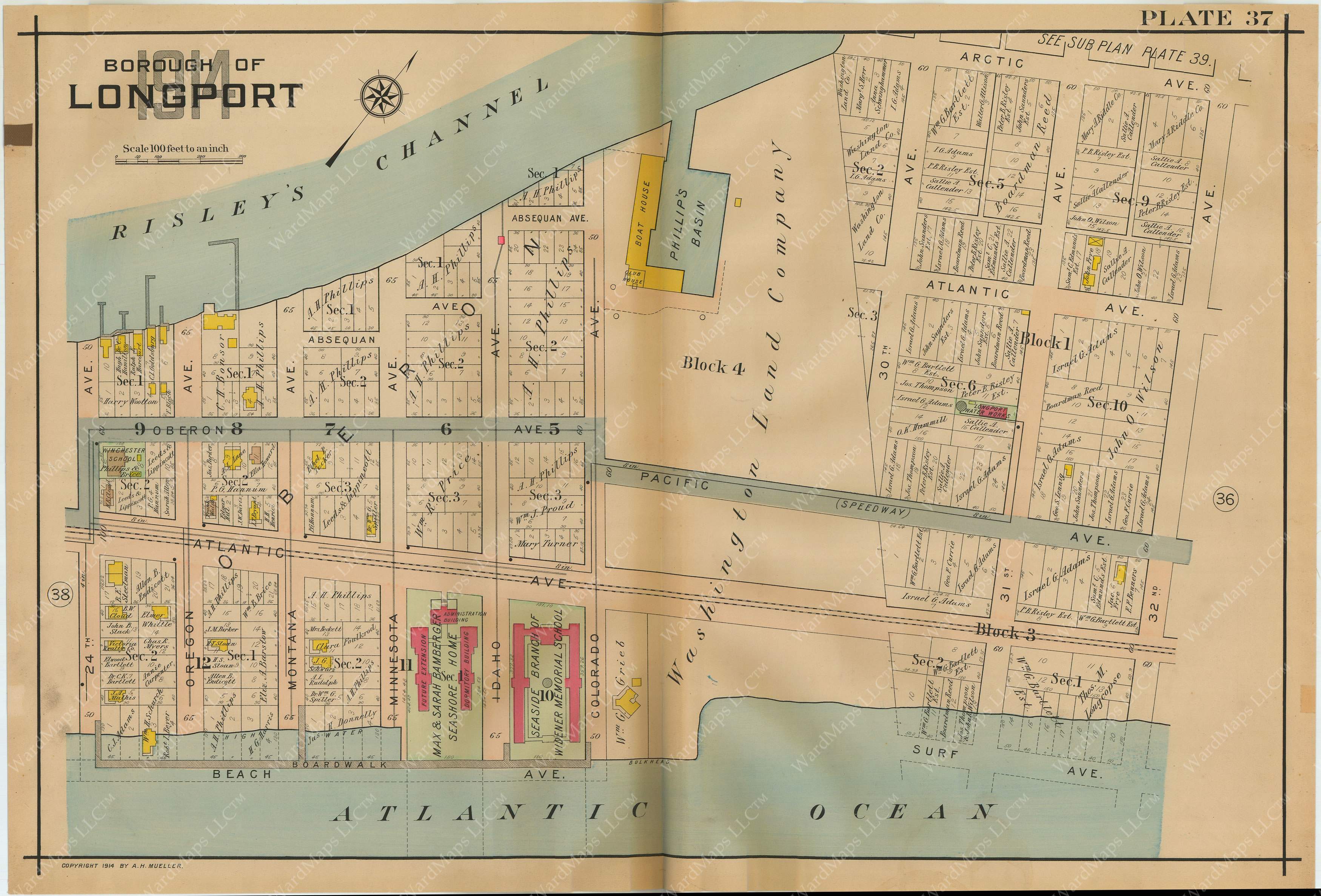 Longport, New Jersey 1914 Plate 037 – WardMaps LLC