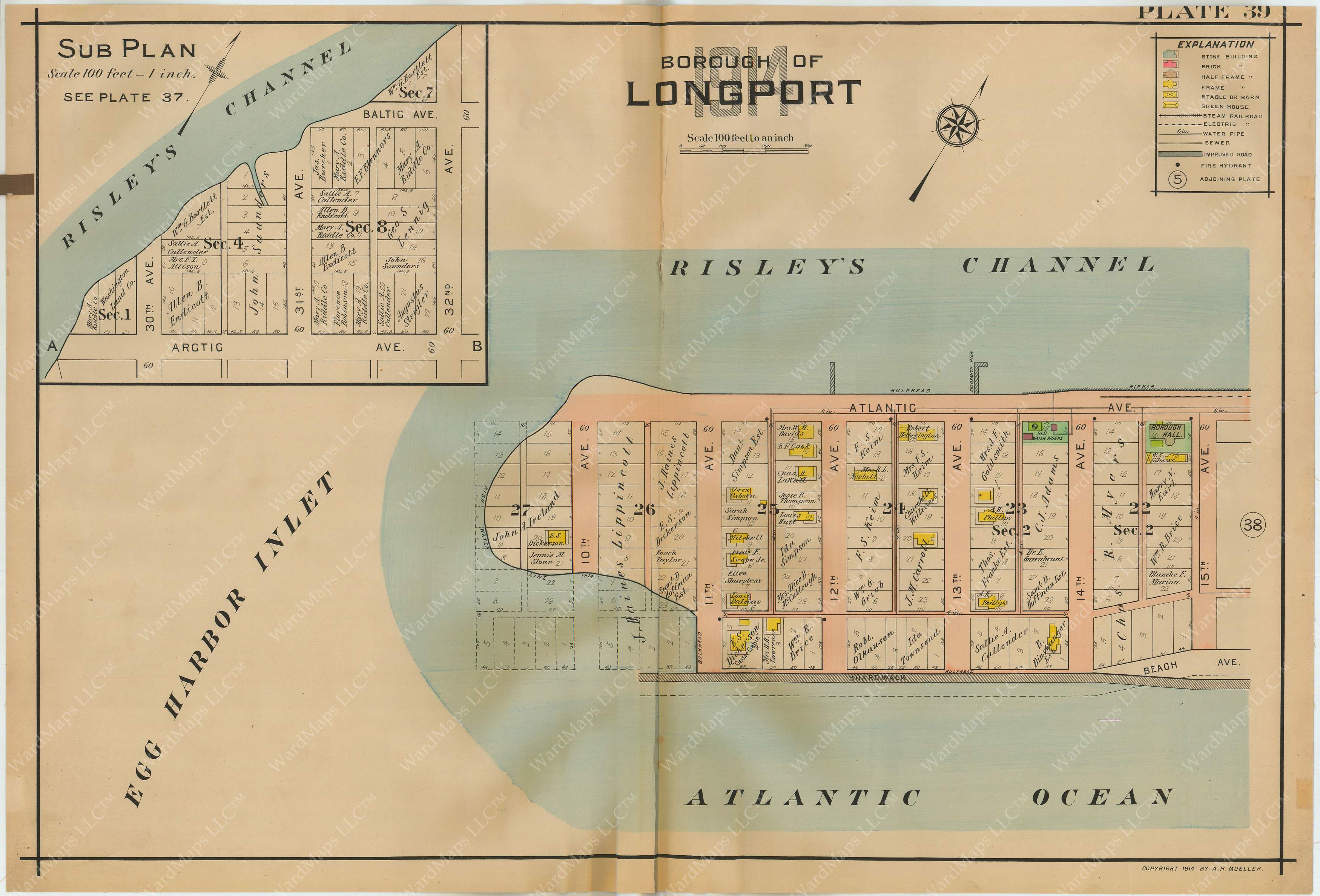 Longport, New Jersey 1914 Plate 039 – WardMaps LLC