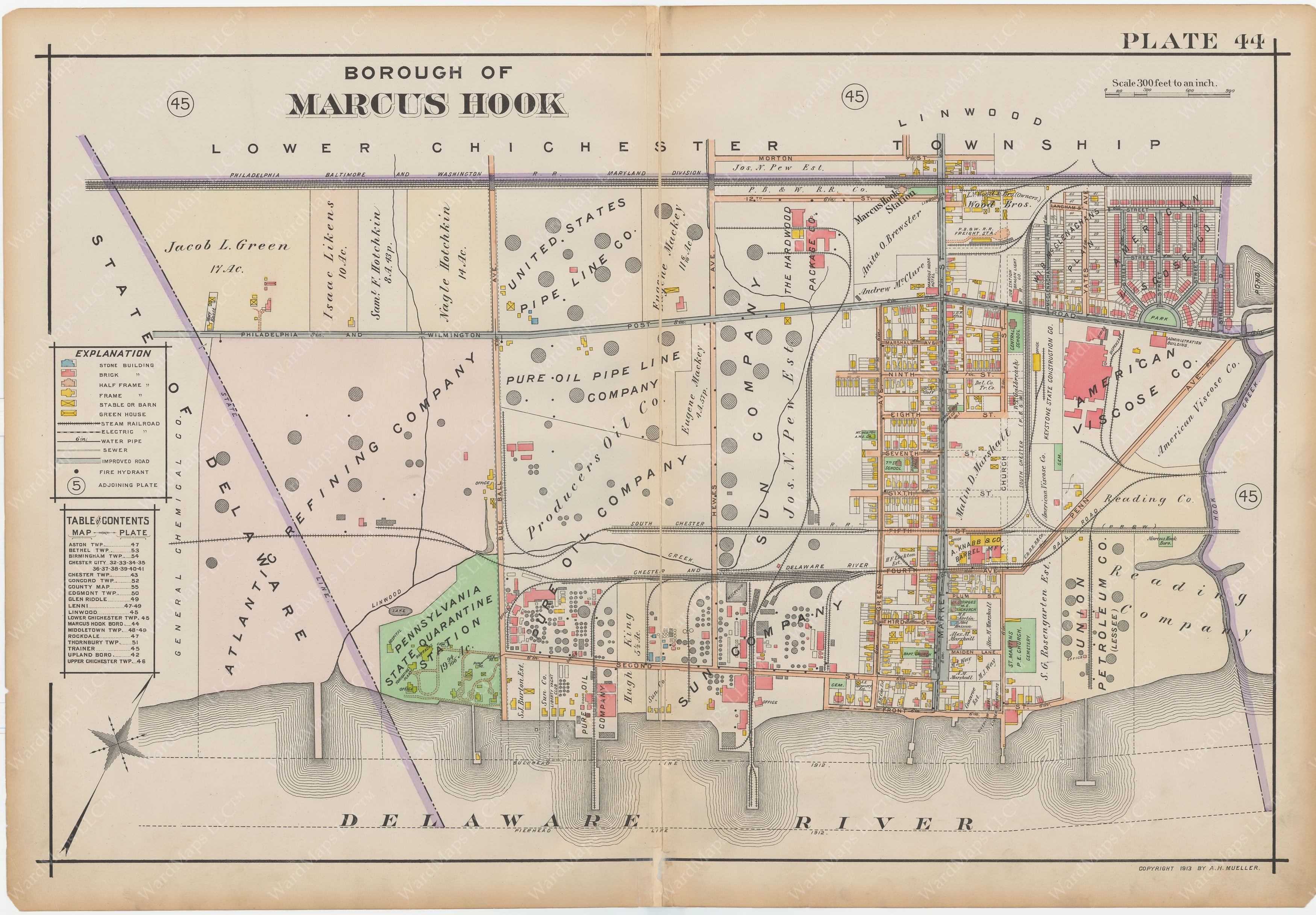 Delaware County, Pennsylvania, Vol. 2, 1913 Plate 044: Marcus Hook ...