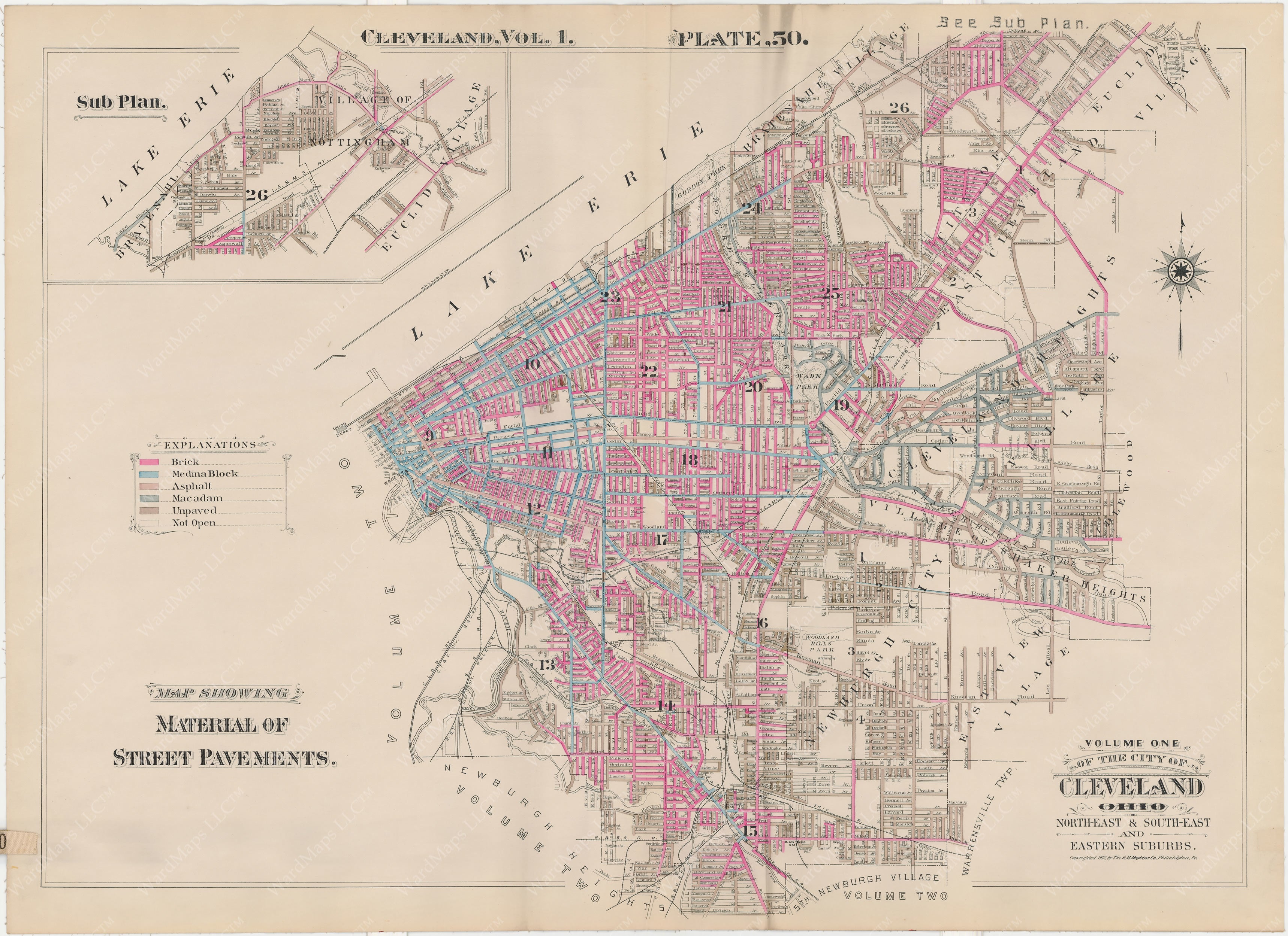 Cleveland, Ohio, Vol. 1, 1912 Plate 050 Street System – WardMaps LLC