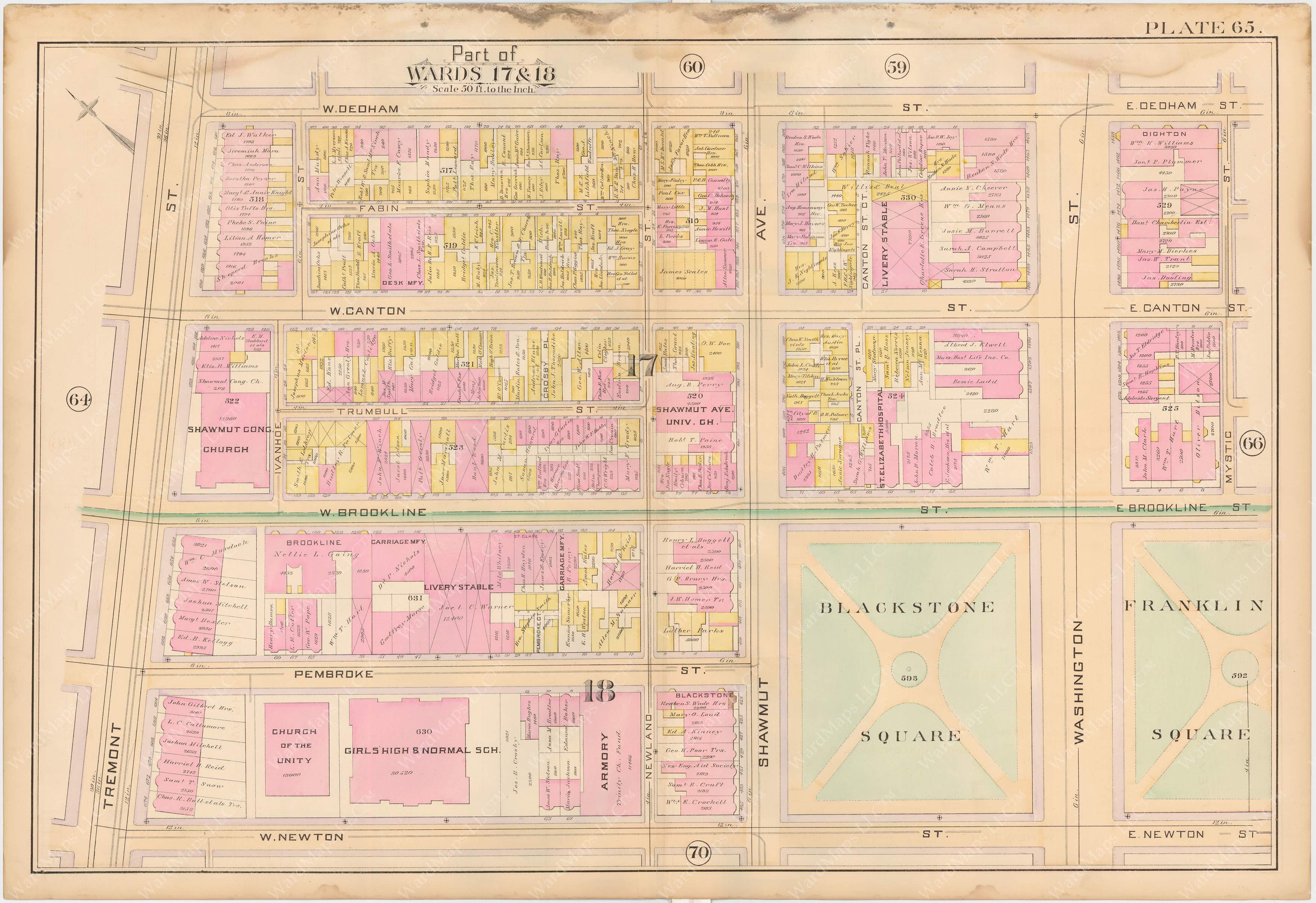 Boston, Massachusetts 1888 Vol. 2 Plate 065 – WardMaps LLC