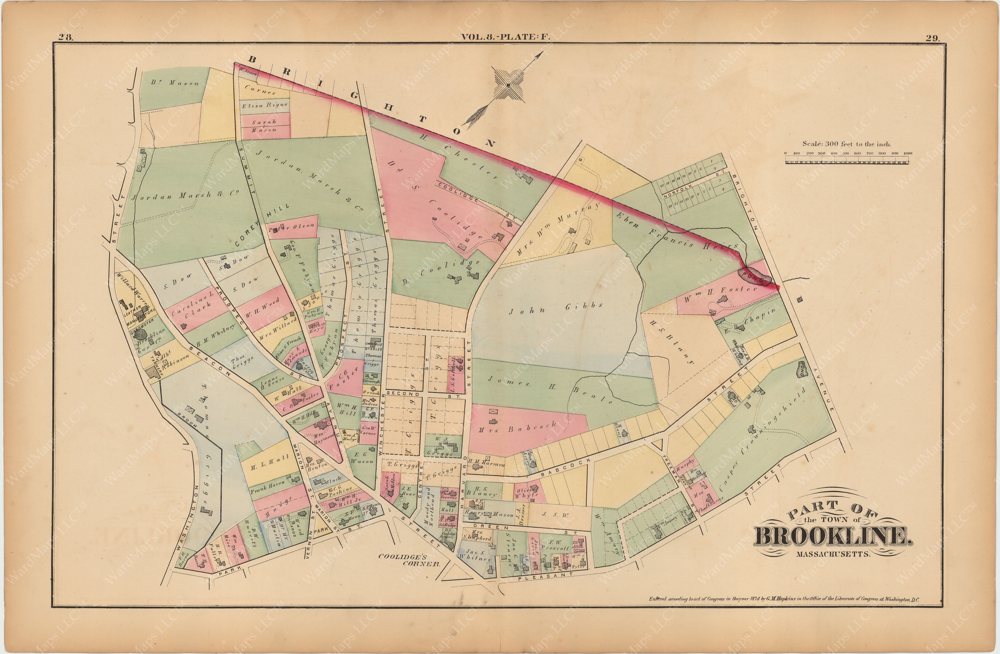 Brookline, Massachusetts 1874 Plate F – WardMaps LLC