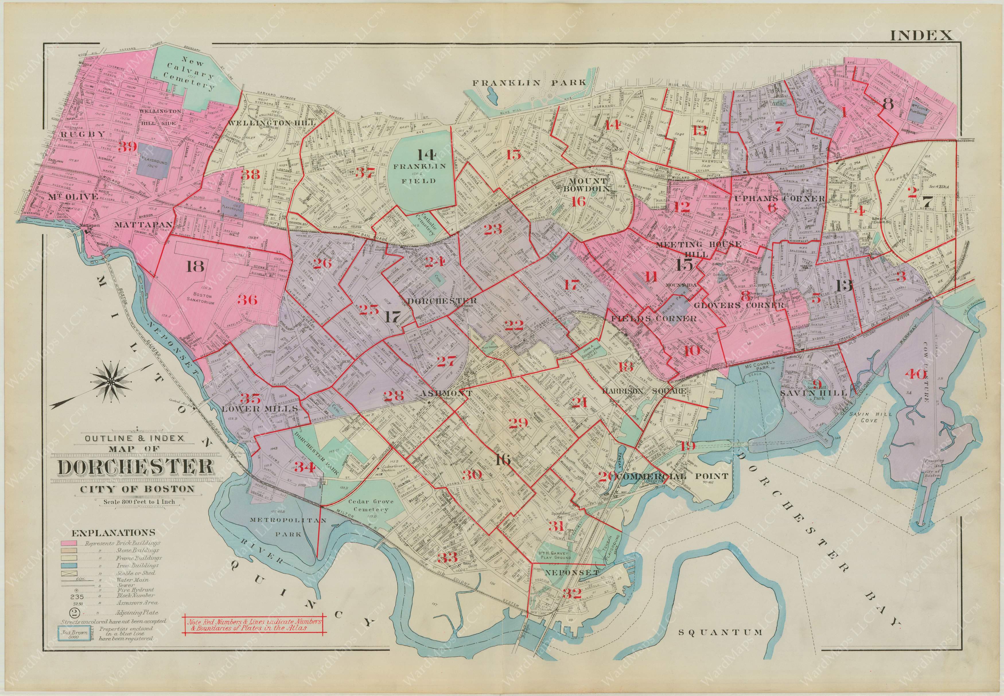 Dorchester, Massachusetts 1933 Index Map – WardMaps LLC
