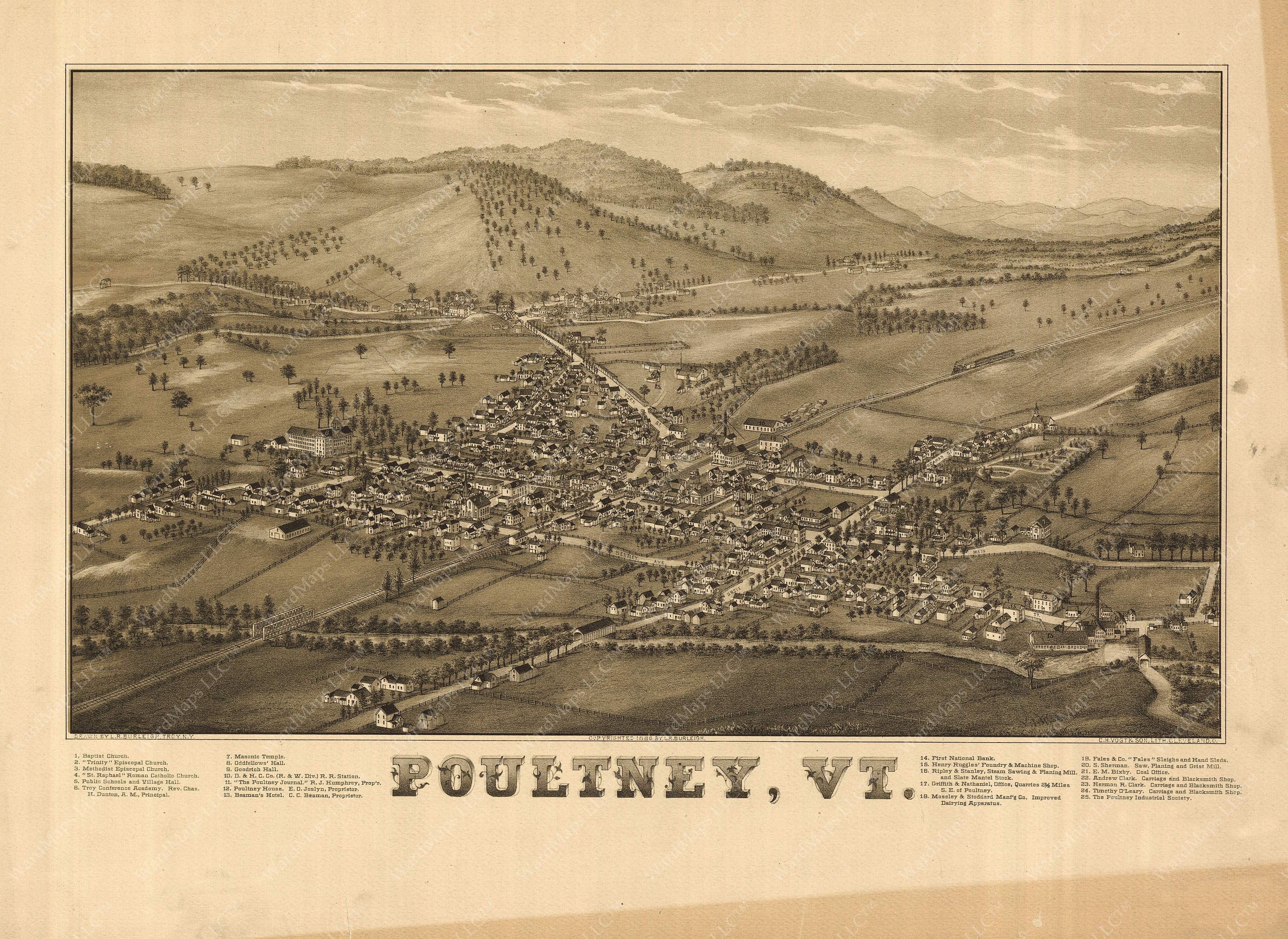 Poultney, Vermont 1886 – WardMaps LLC