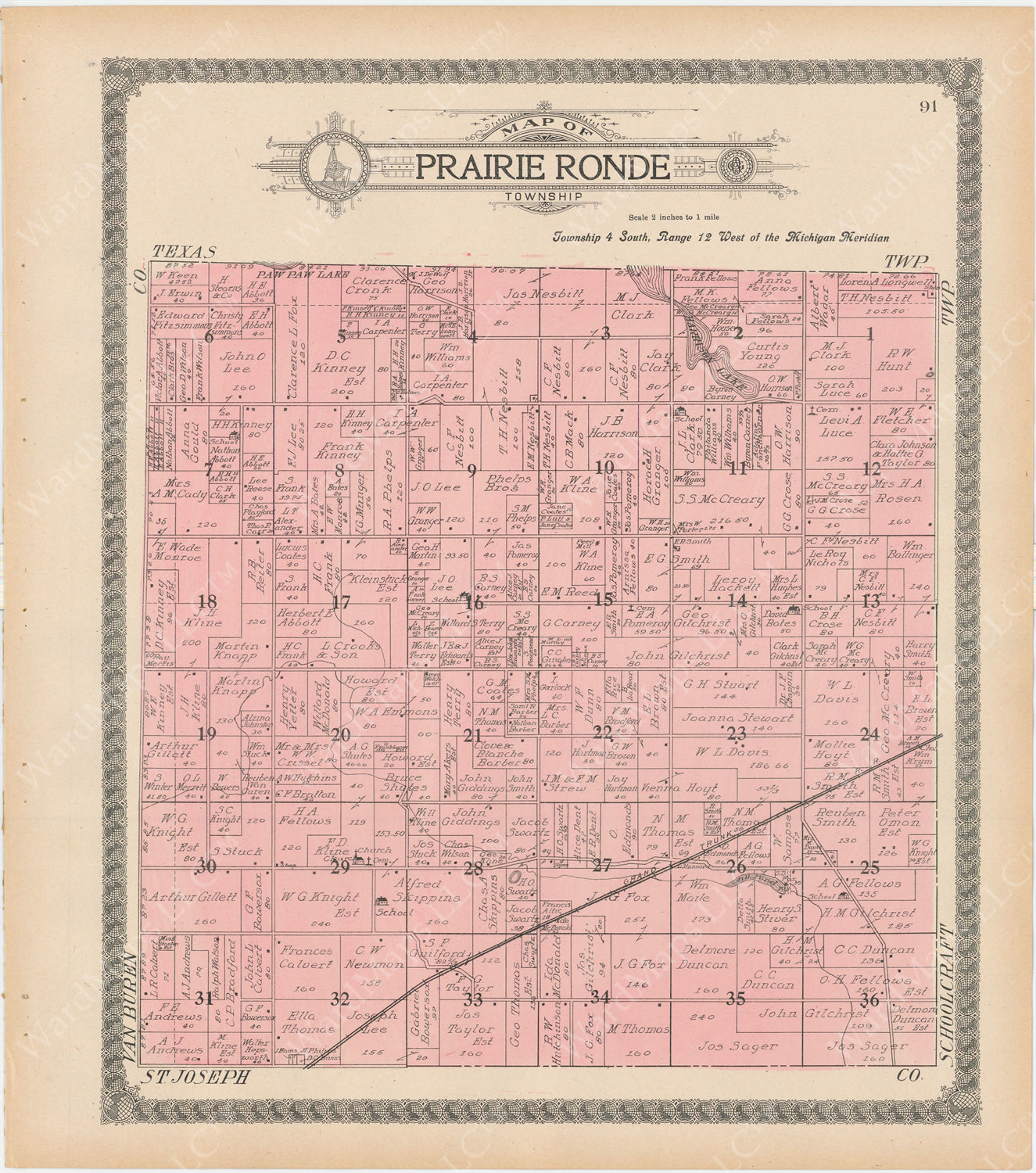 Prairie Ronde, Michigan 1910 – WardMaps LLC
