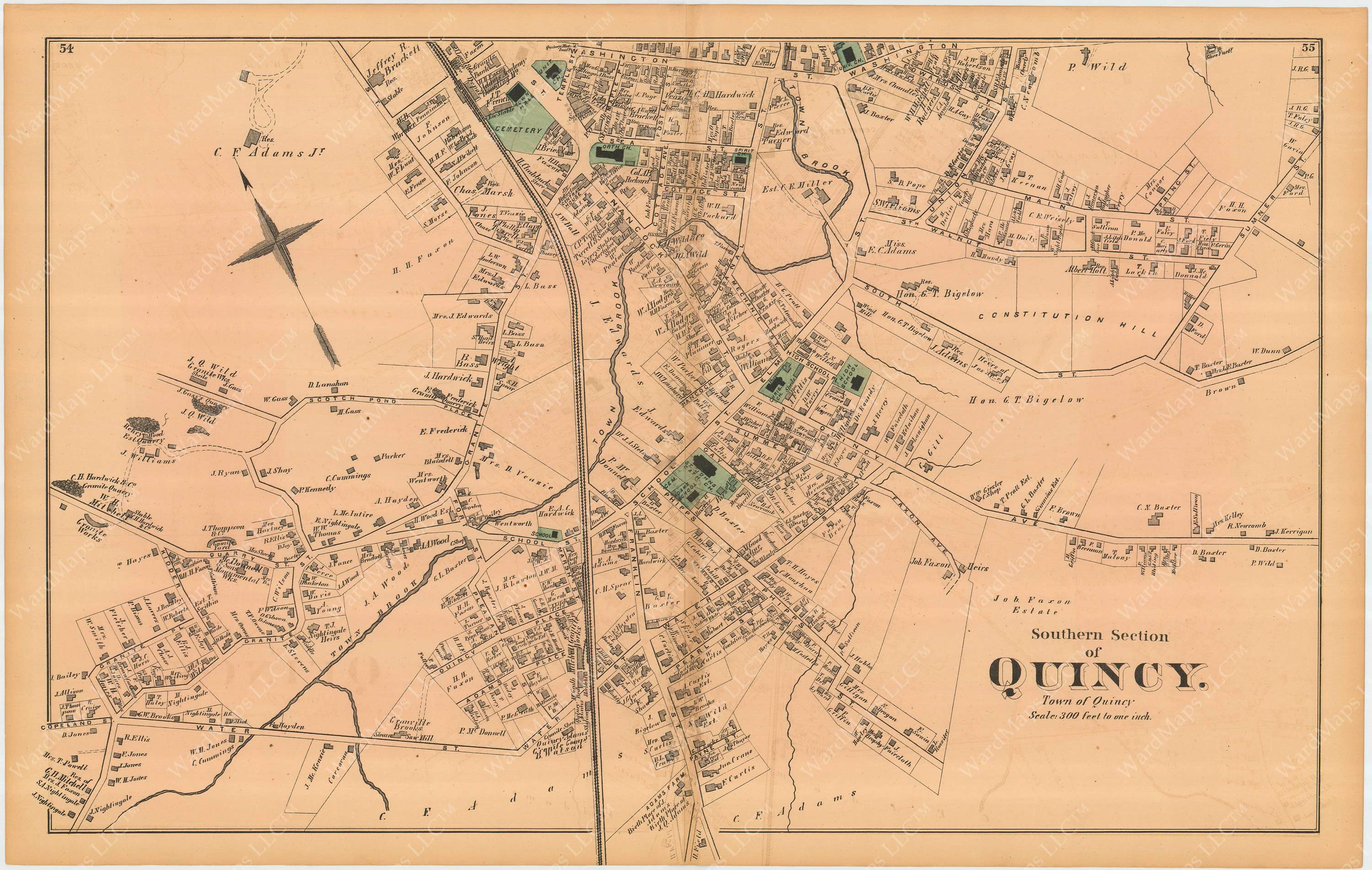 Quincy Center South, Massachusetts 1876 – WardMaps LLC