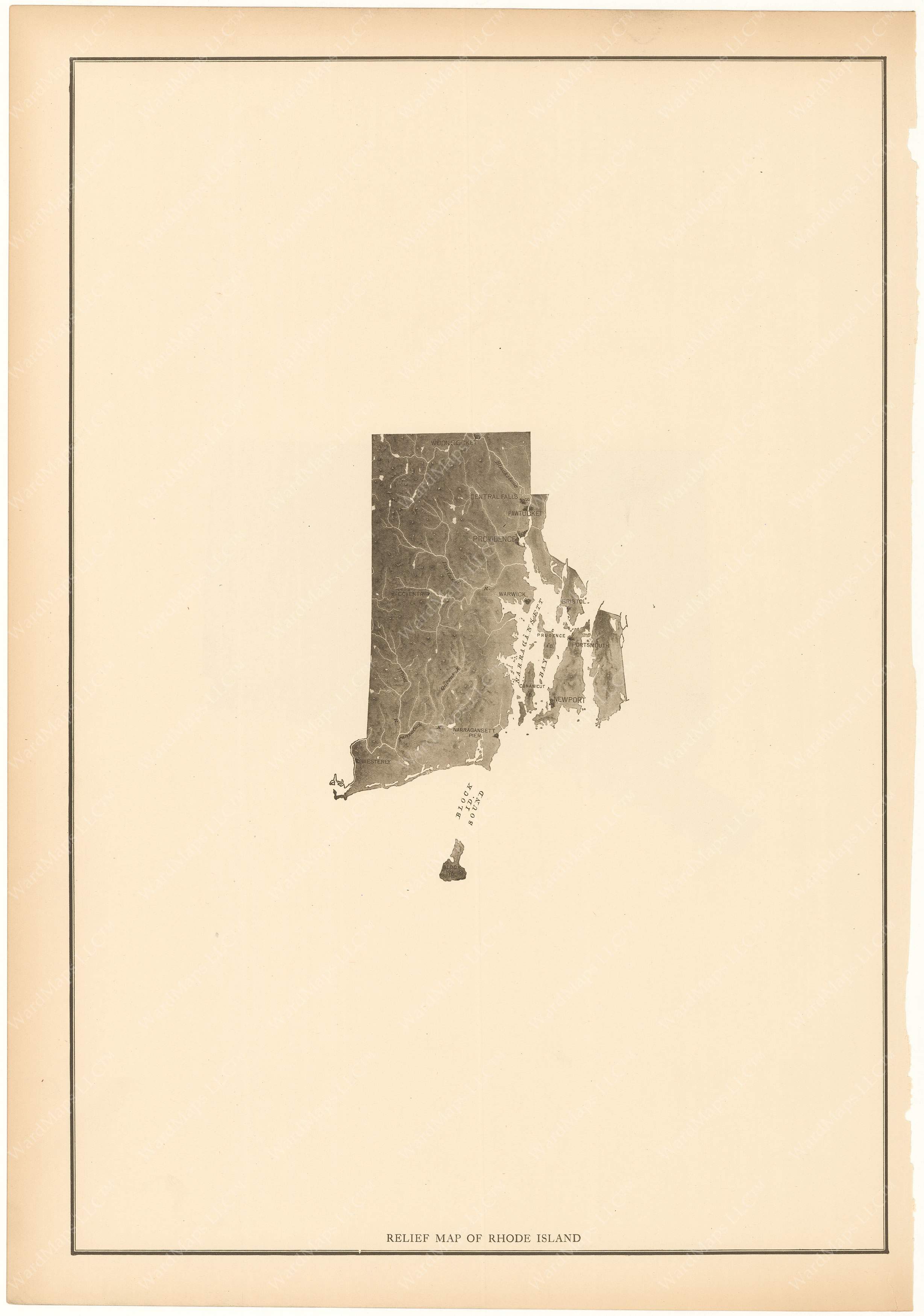 Rhode Island 1912: Relief Map – WardMaps LLC