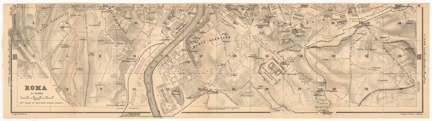 Rome, Italy 1909: Strip Map 3 of 3 – WardMaps LLC