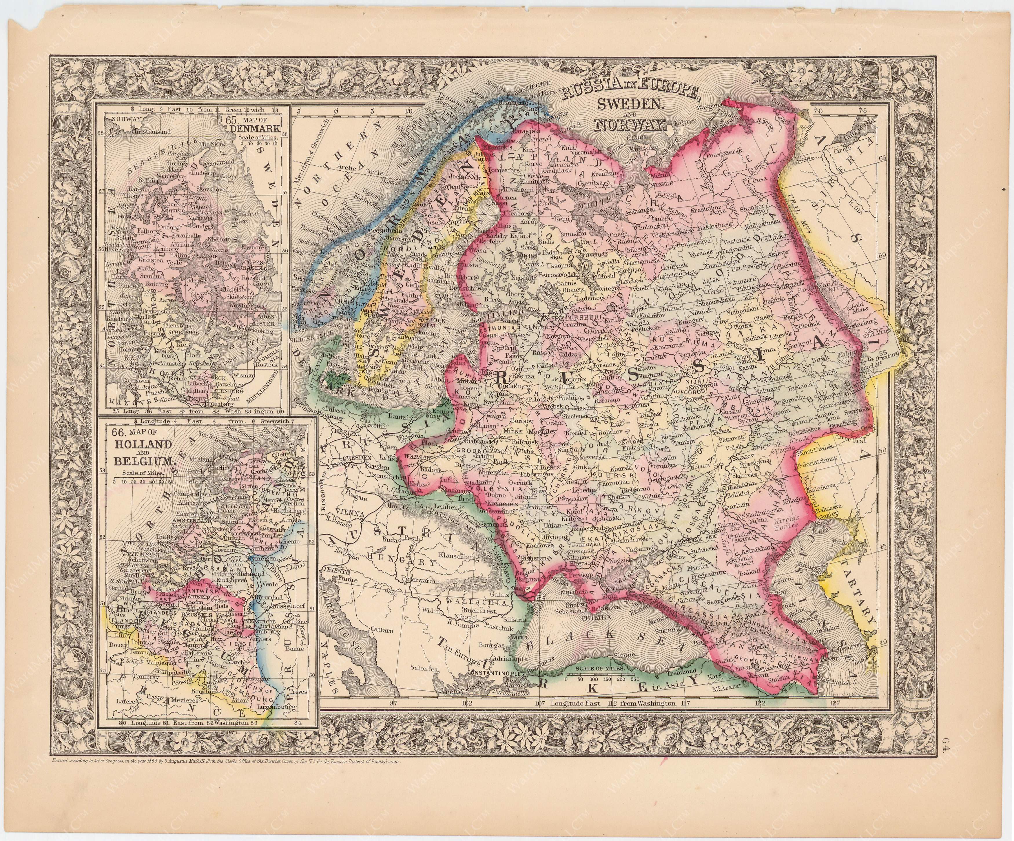 Russia, Scandinavia, and Low Countries 1864 – WardMaps LLC