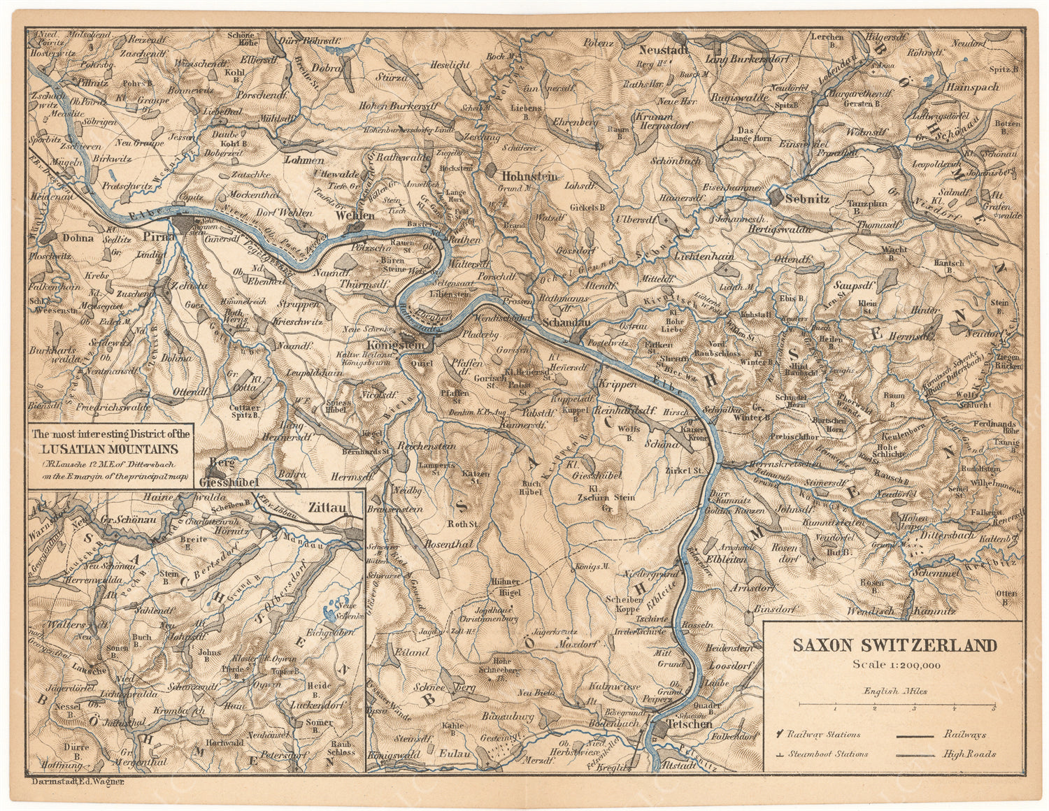 Saxon Switzerland Region, Germany 1868 – WardMaps LLC
