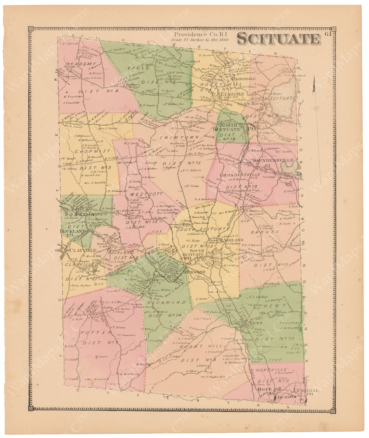 Scituate, Rhode Island 1870 – WardMaps LLC
