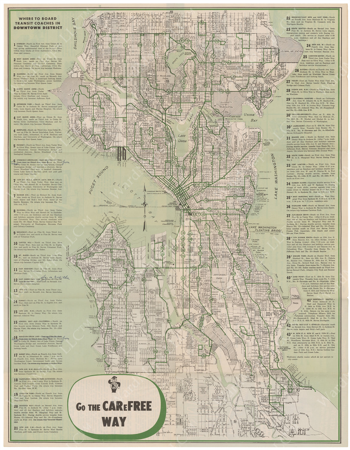 Seattle Transit Co. System Map, Washington 1956 – WardMaps LLC