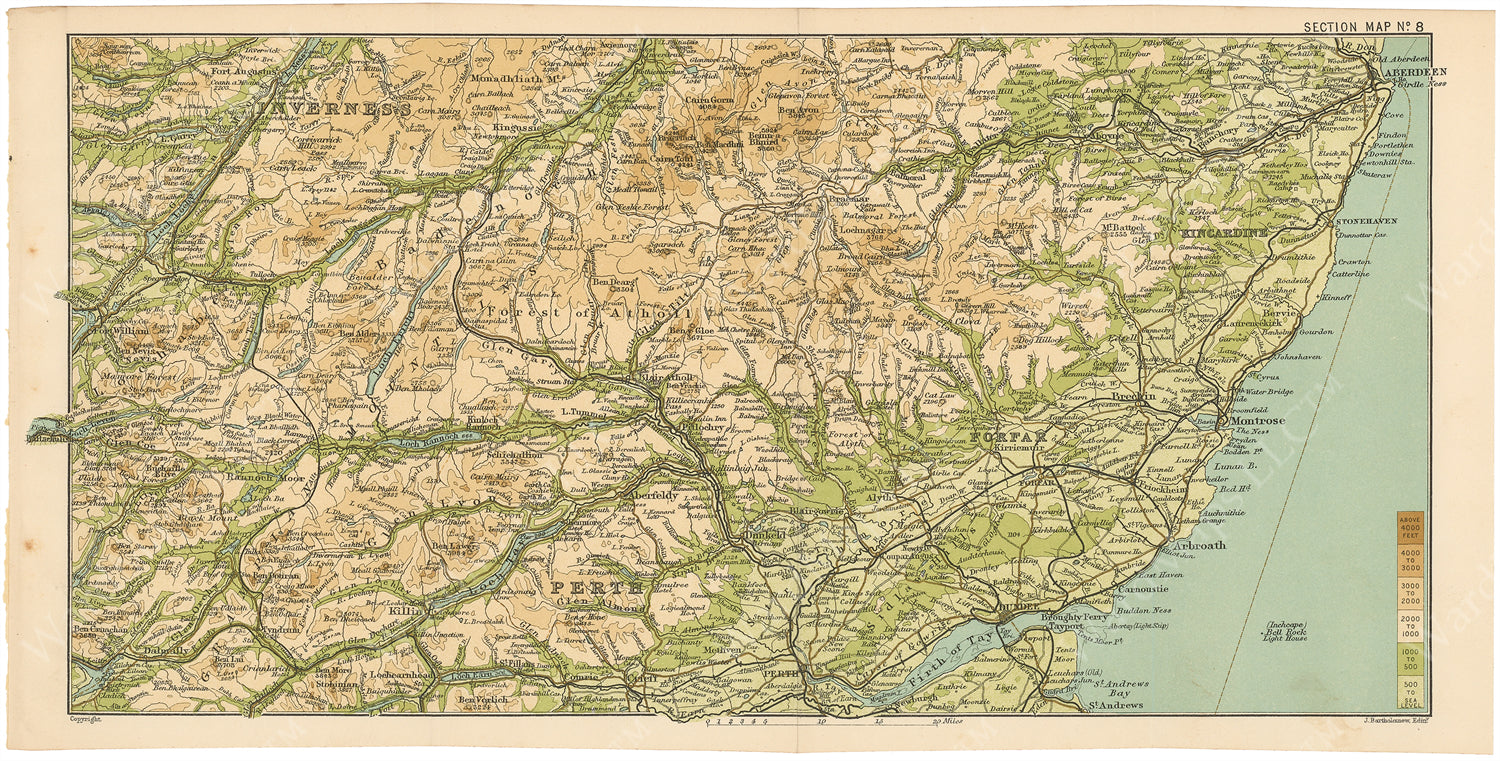 Scotland 1908 Vol. 1: Section Map 008 - Inverness - Perth - Aberdeen R ...
