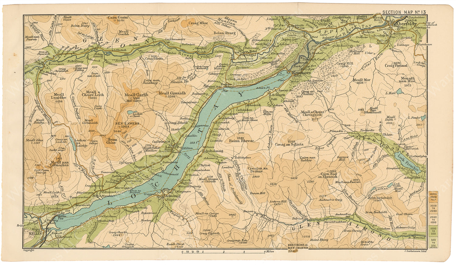 Scotland 1908 Vol. 1: Section Map 013 - Loch Tay Region – WardMaps LLC