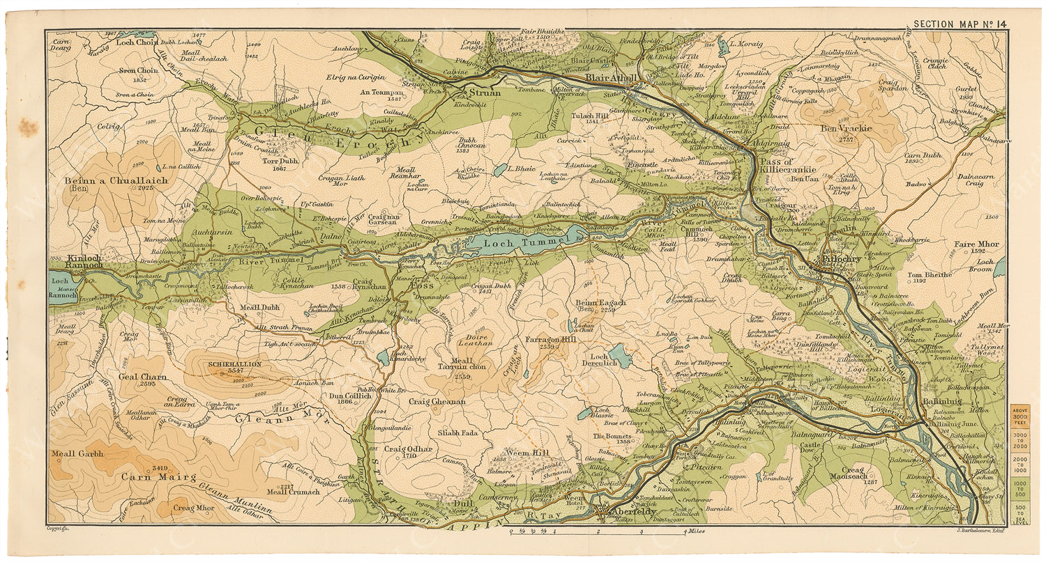 Scotland 1908 Vol. 1: Section Map 014 - Loch Tummel Region – WardMaps LLC