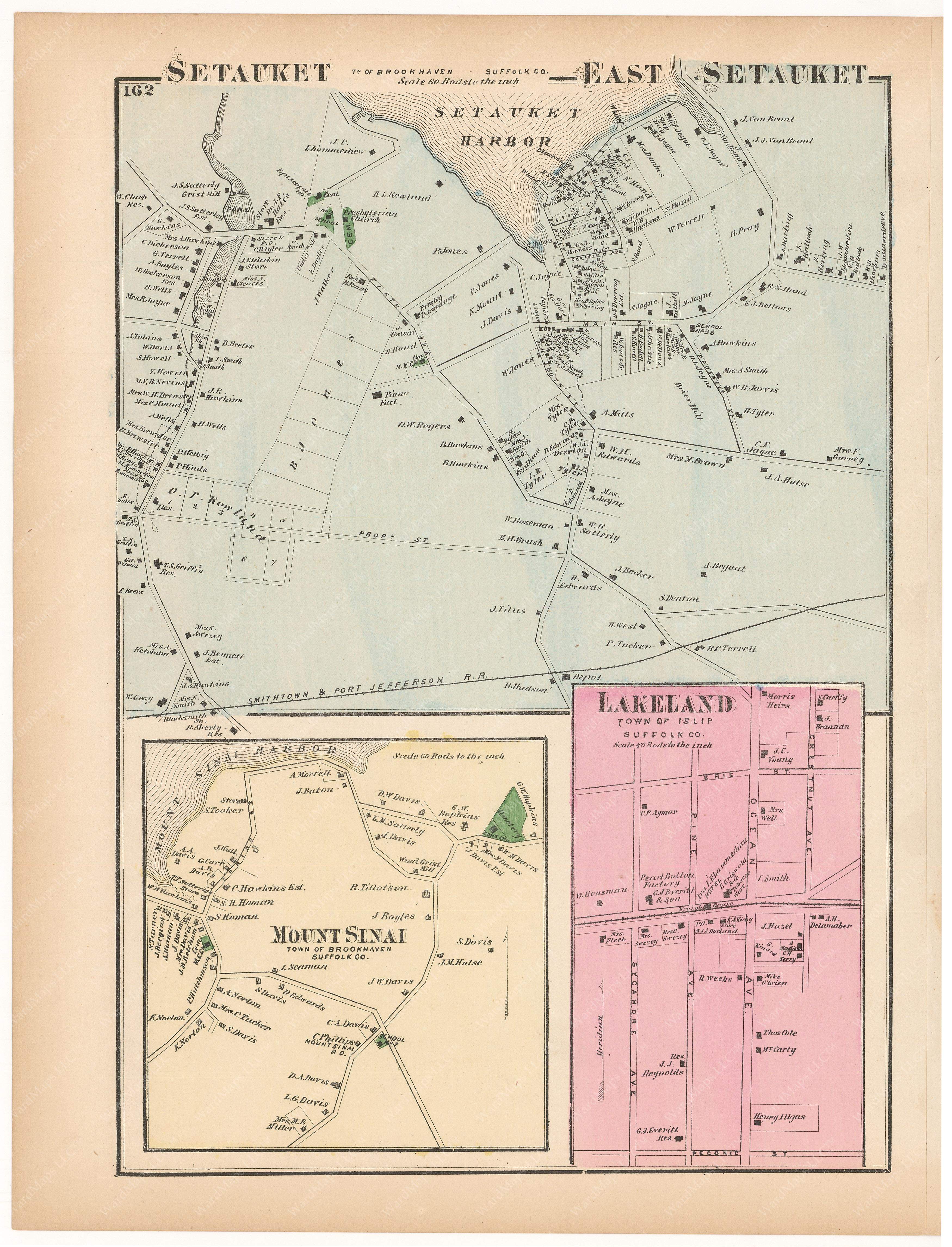 Brookhaven: Mount Sinai and Setauket; Islip: Lakeland, New York 1873 ...