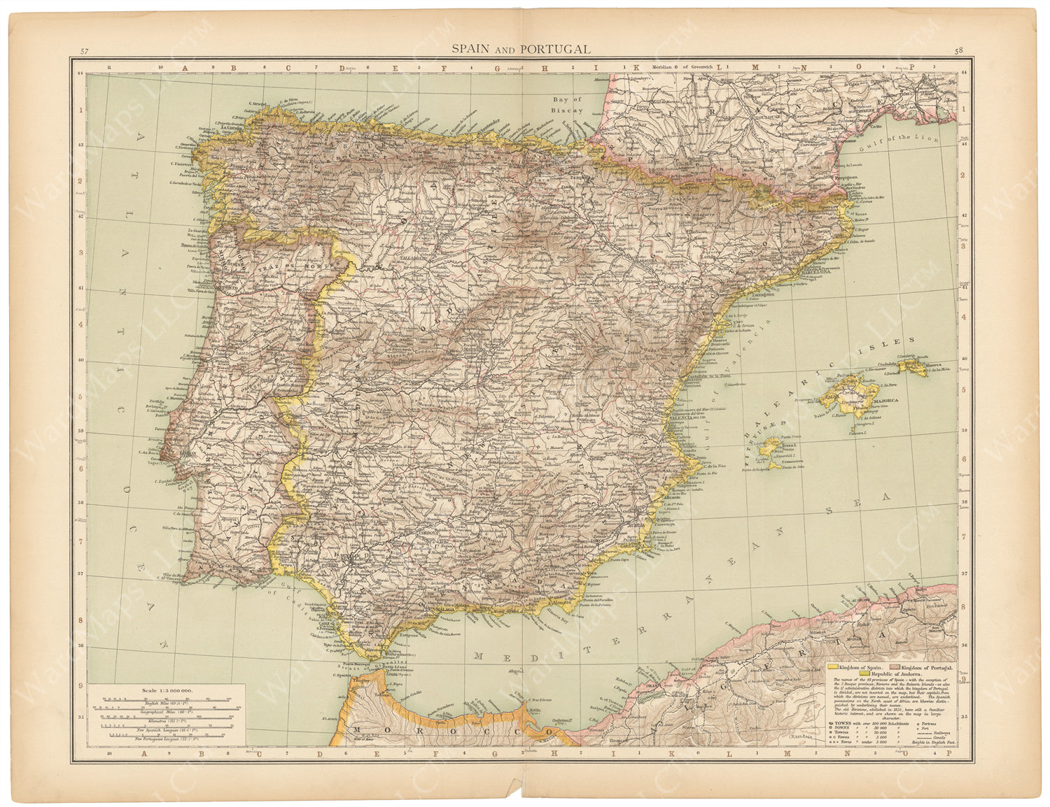 Portugal and Spain 1895 – WardMaps LLC