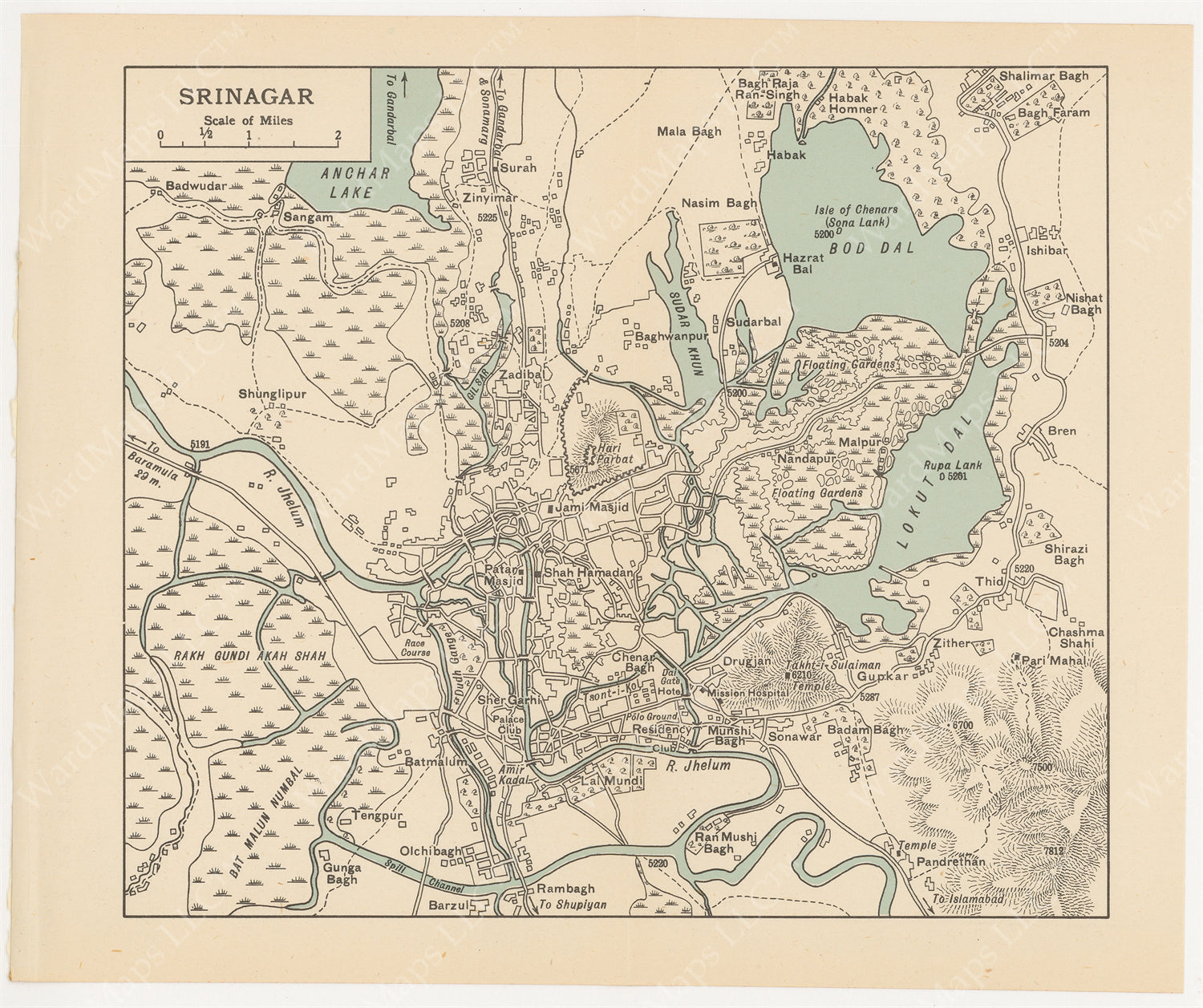 Srinagar, India 1953 – WardMaps LLC