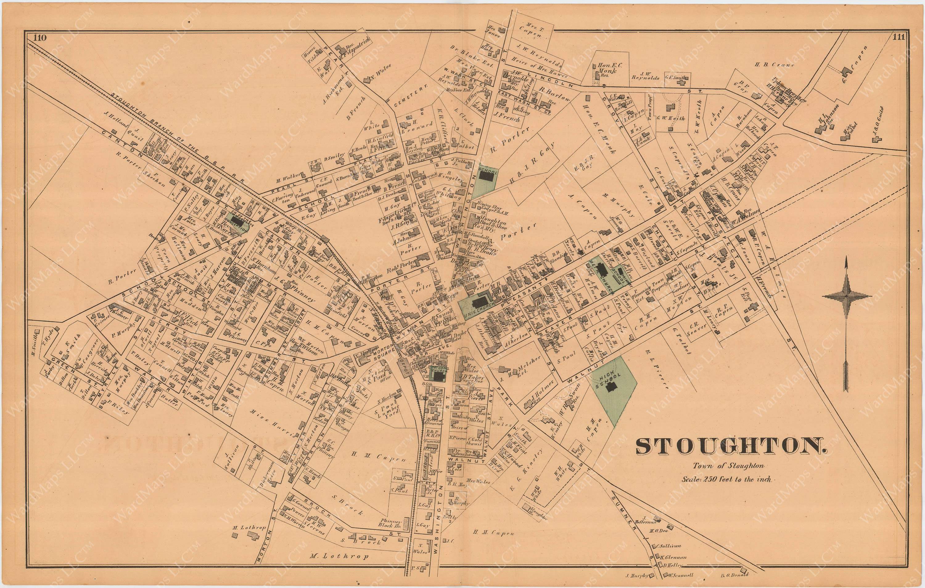 Stoughton Center, Massachusetts 1876 – WardMaps LLC