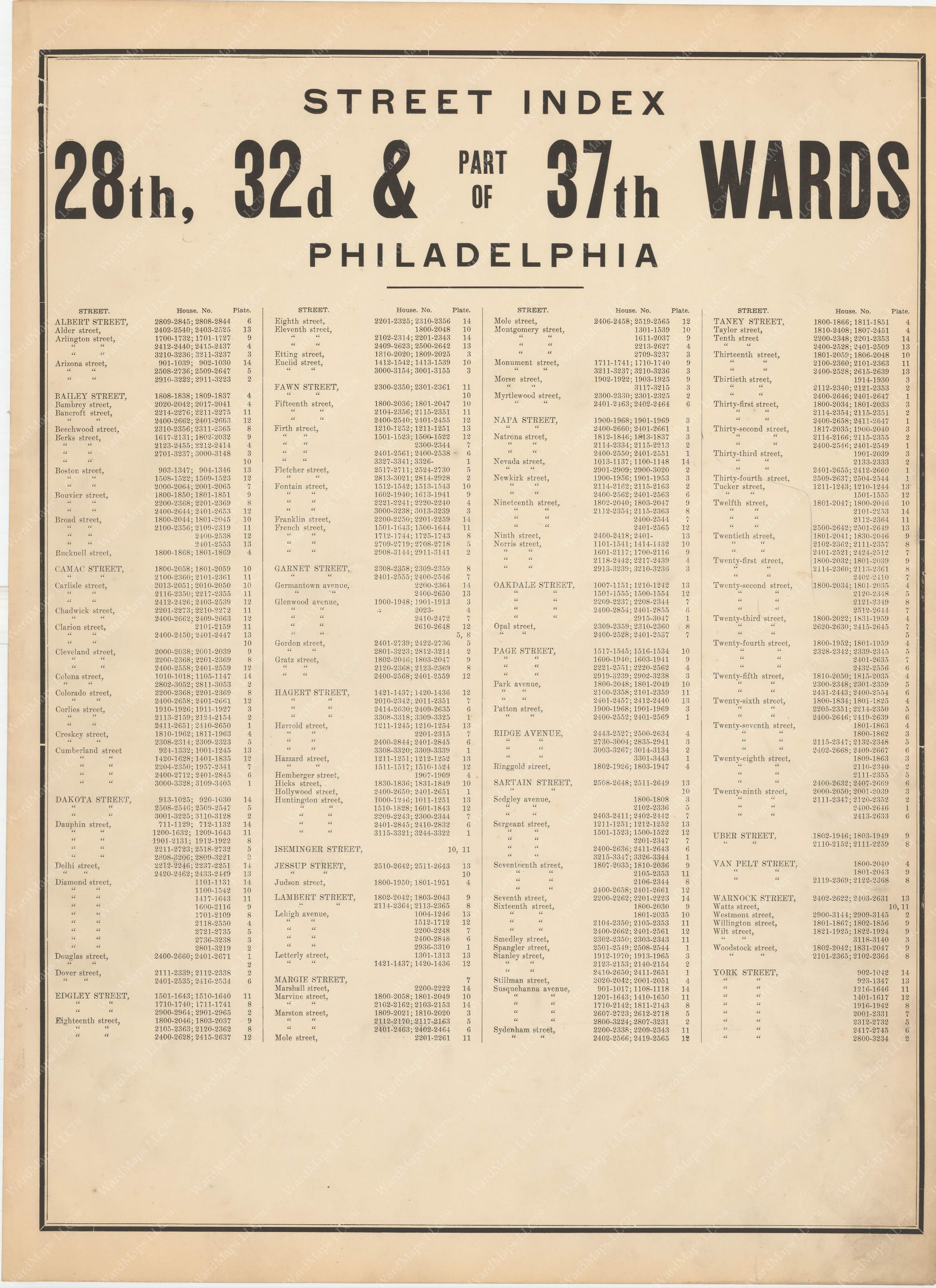 Atlas of Philadelphia, Pennsylvania, 1908, 28th, 32nd, and 37th Wards ...