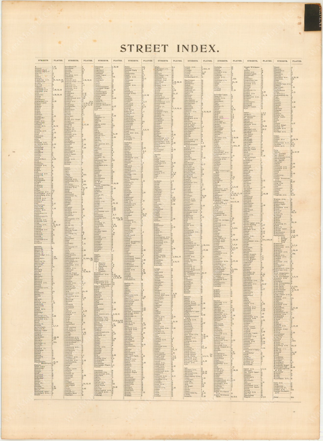 Providence, Rhode Island 1908 Street Index – WardMaps LLC