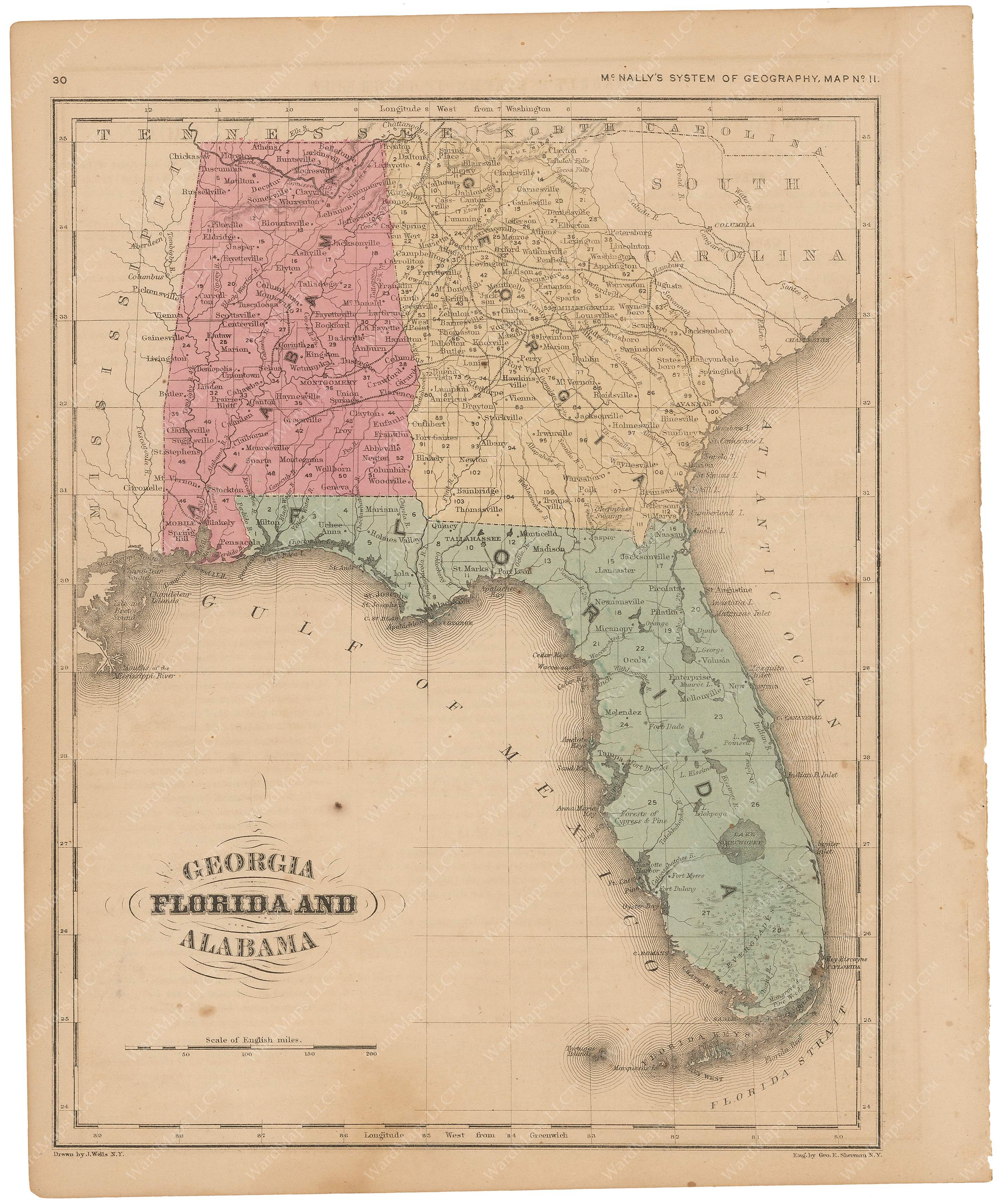 Florida, Alabama, and Georgia 1856 – WardMaps LLC