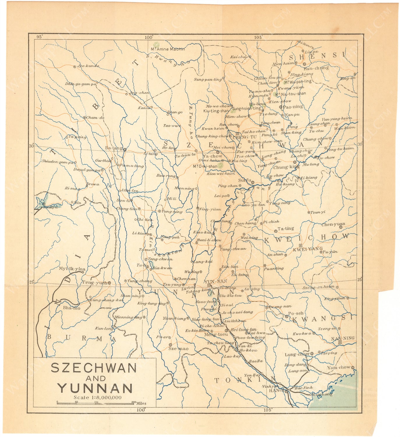 Sichuan and Yunnan Provinces, China 1924 – WardMaps LLC