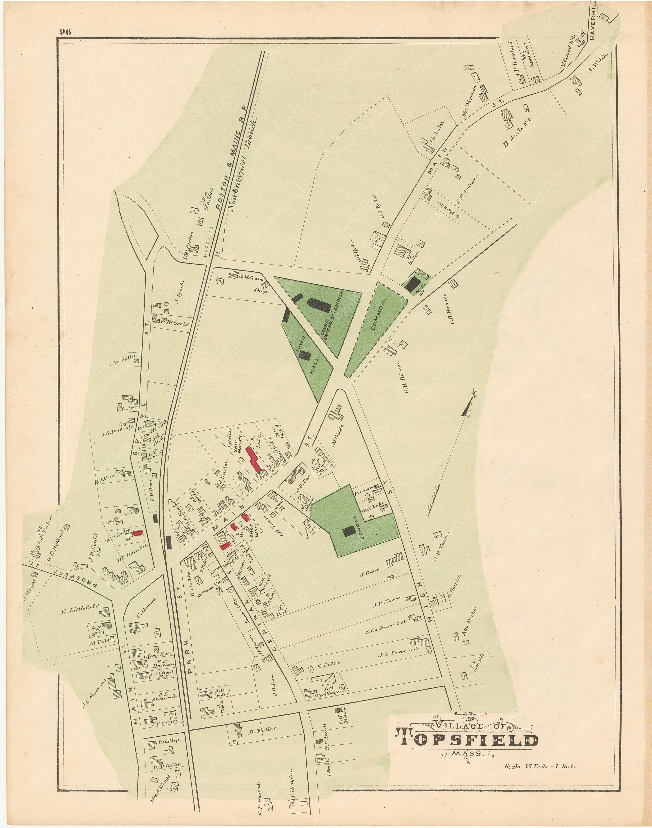 Topsfield Center, Massachusetts 1884 – WardMaps LLC
