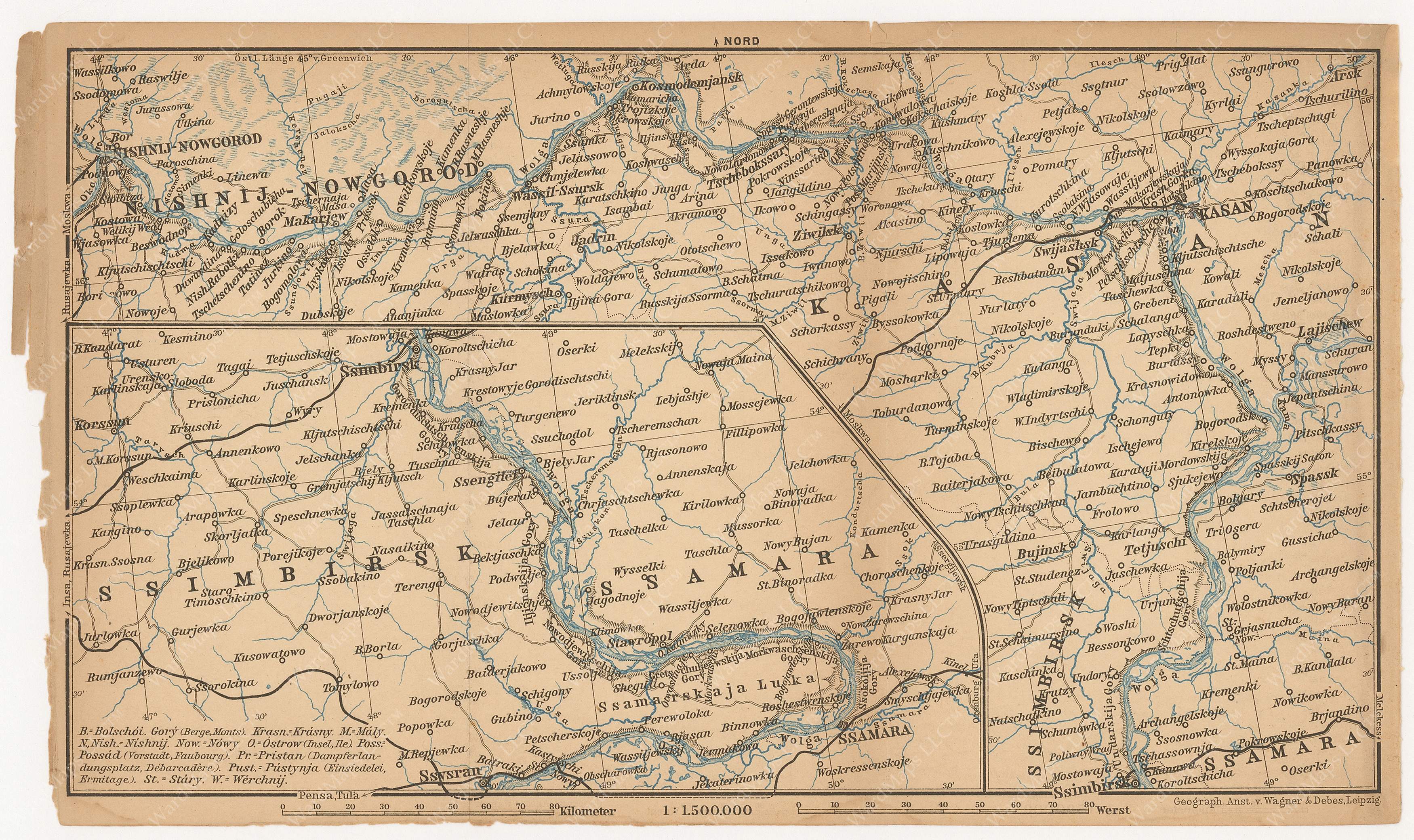 Middle Volga River, Russia 1902 – WardMaps LLC