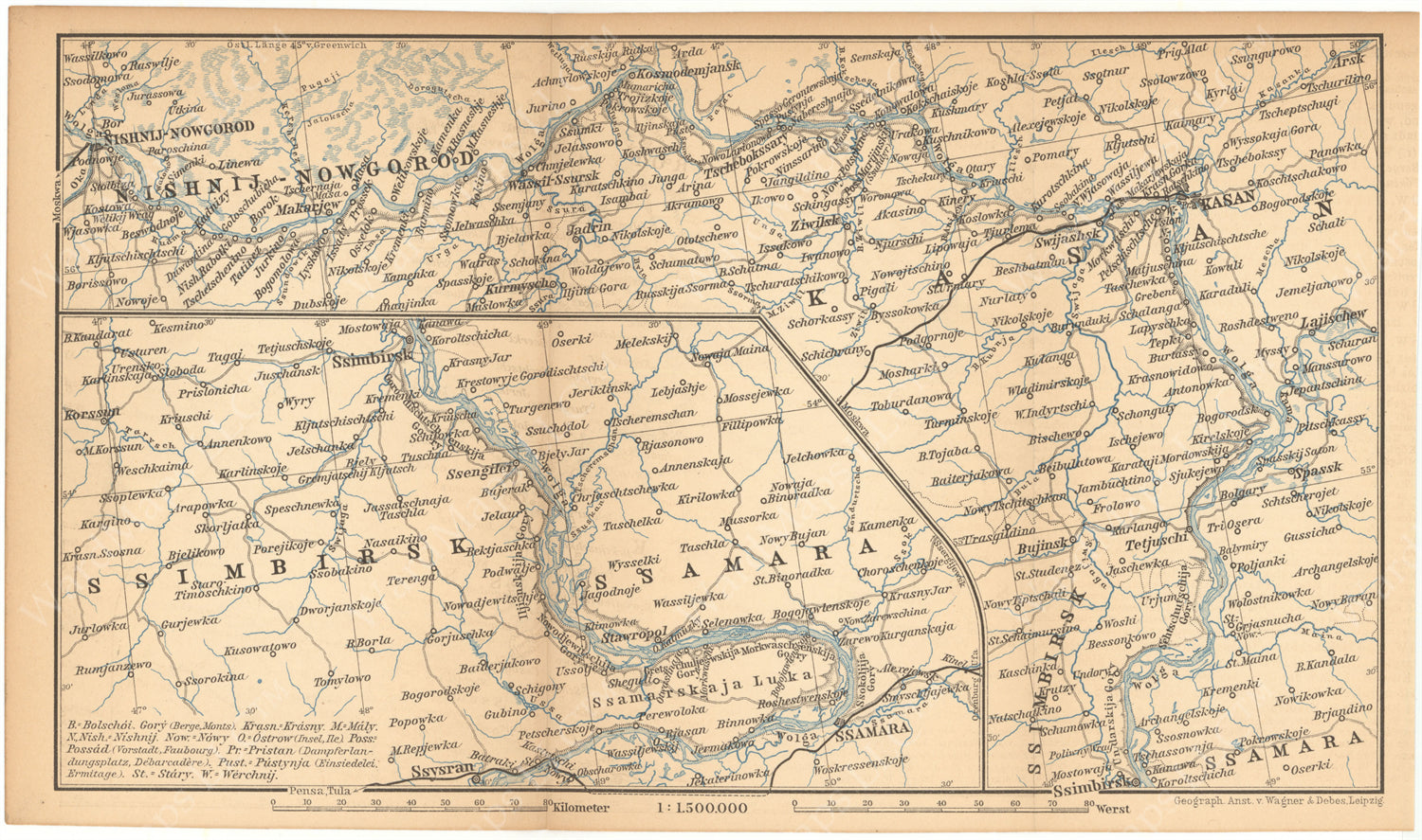 Middle Volga River, Russia 1897 – WardMaps LLC