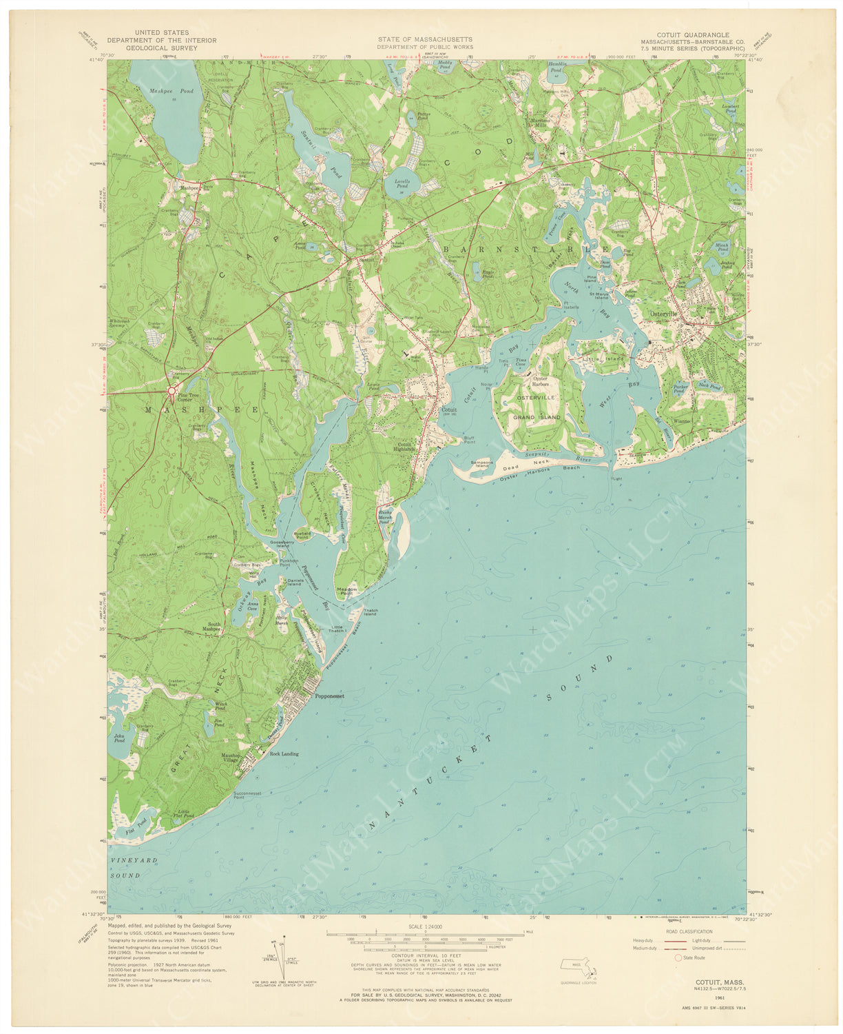 USGS Massachusetts: Cotuit Sheet 1961 – WardMaps LLC