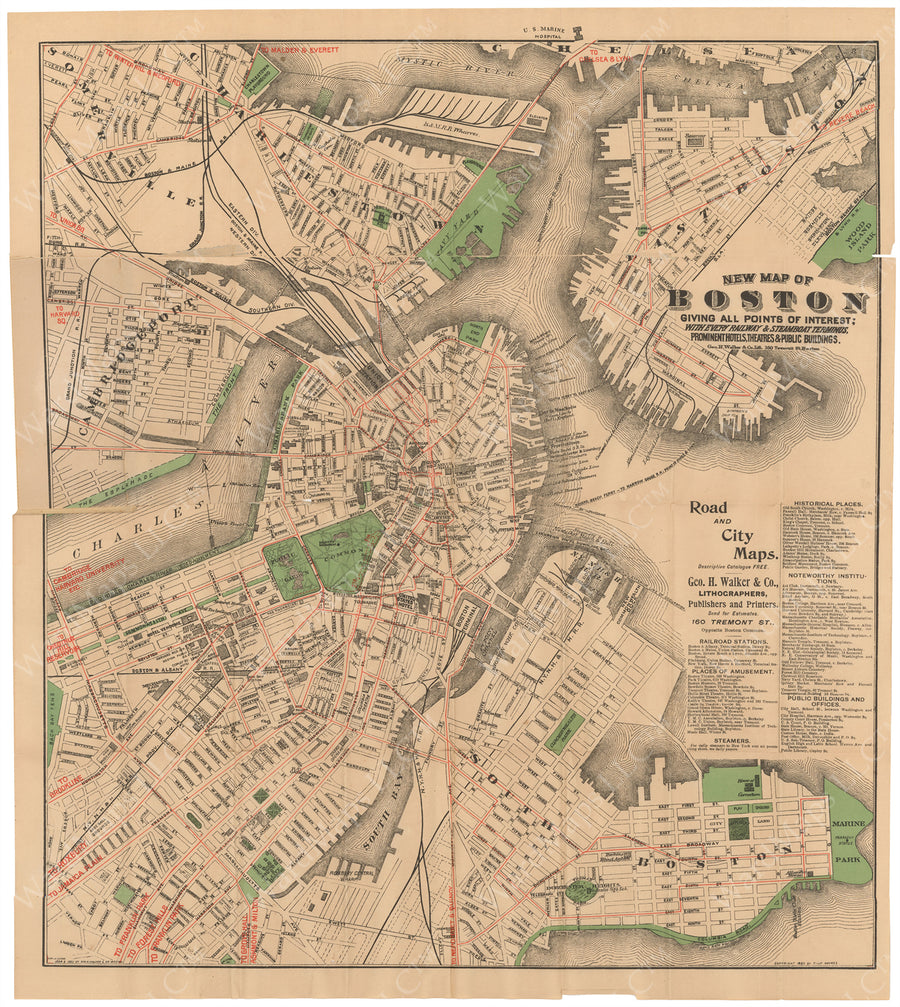 Boston, Massachusetts 1899 "Vest Pocket Map" – WardMaps LLC