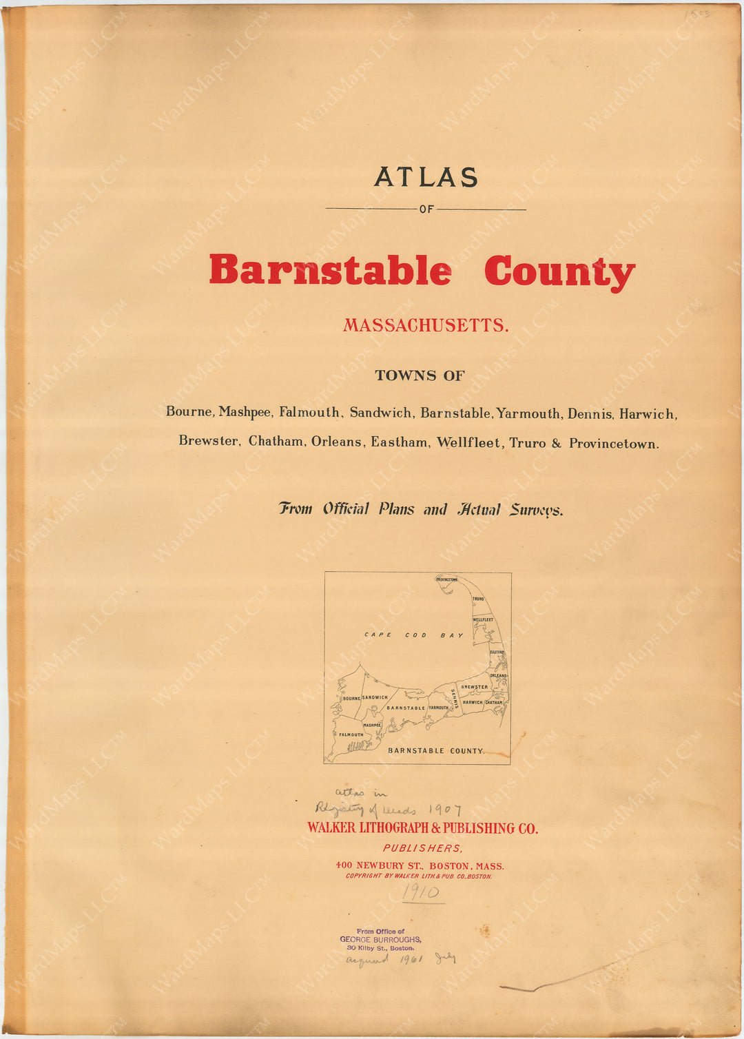 Barnstable County, Massachusetts 1910 Title Page – WardMaps LLC